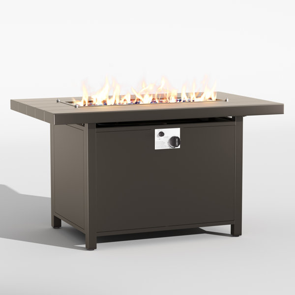 Latitude Run® Aluminum & Iron Rectangular Propane Fire Pit Table With ...