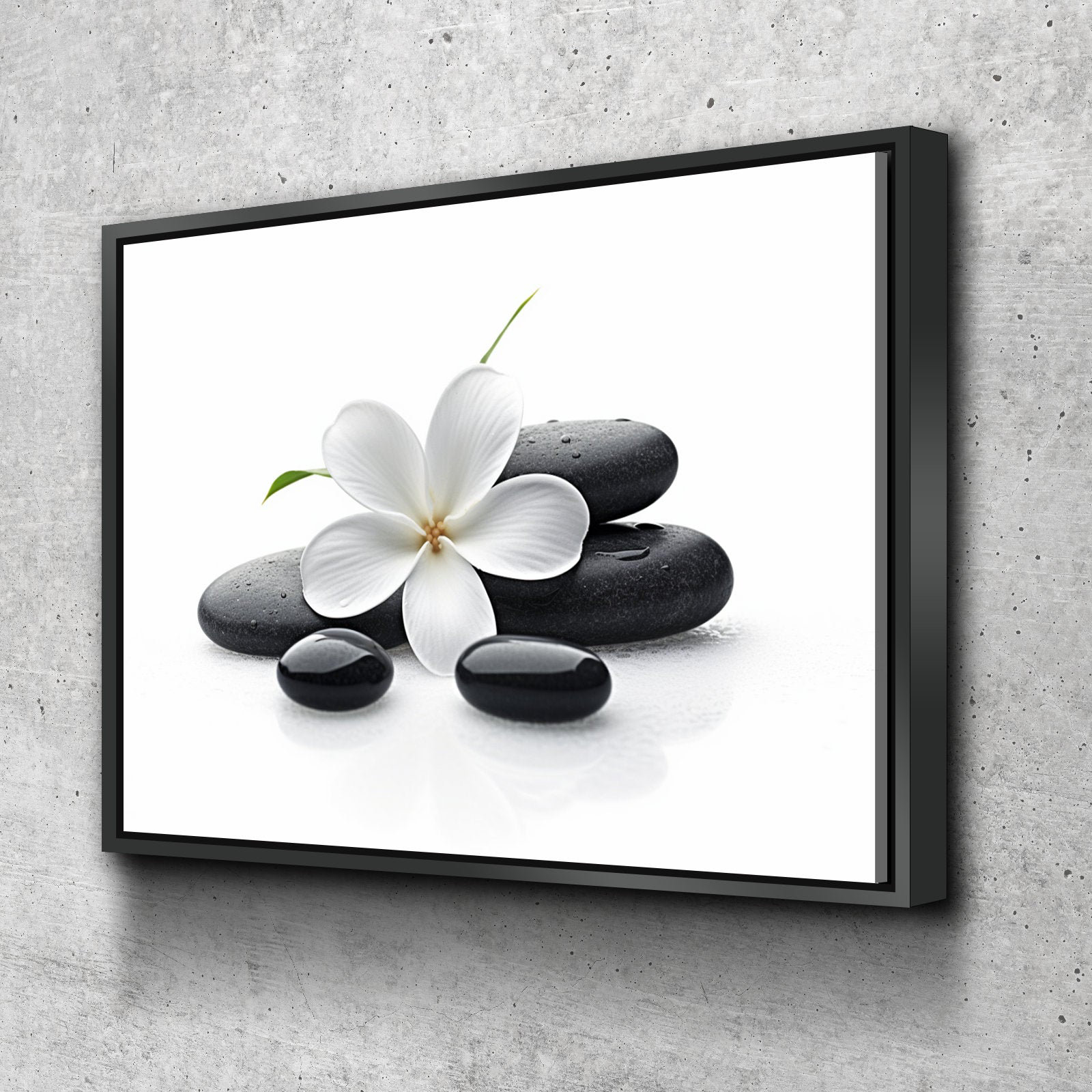 Ebern Designs Floral Zen Stones White Spa Bathroom Wall Art | Bathroom ...