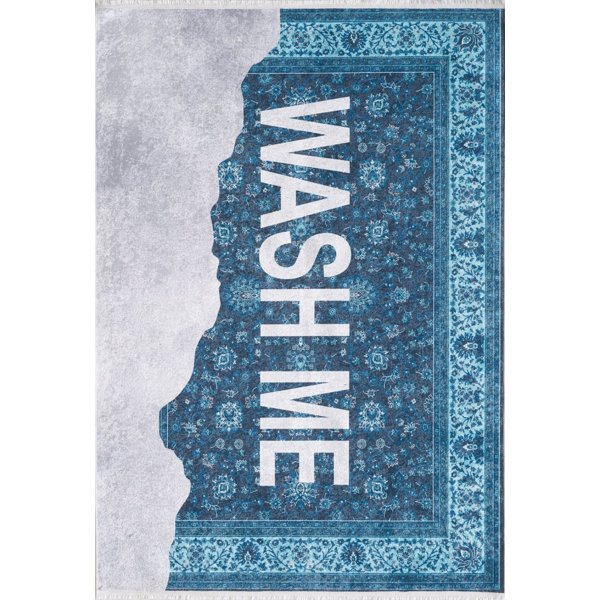 Hargun Runner Usso Medallion Machine Woven Blue Area Rug | Wayfair.co.uk
