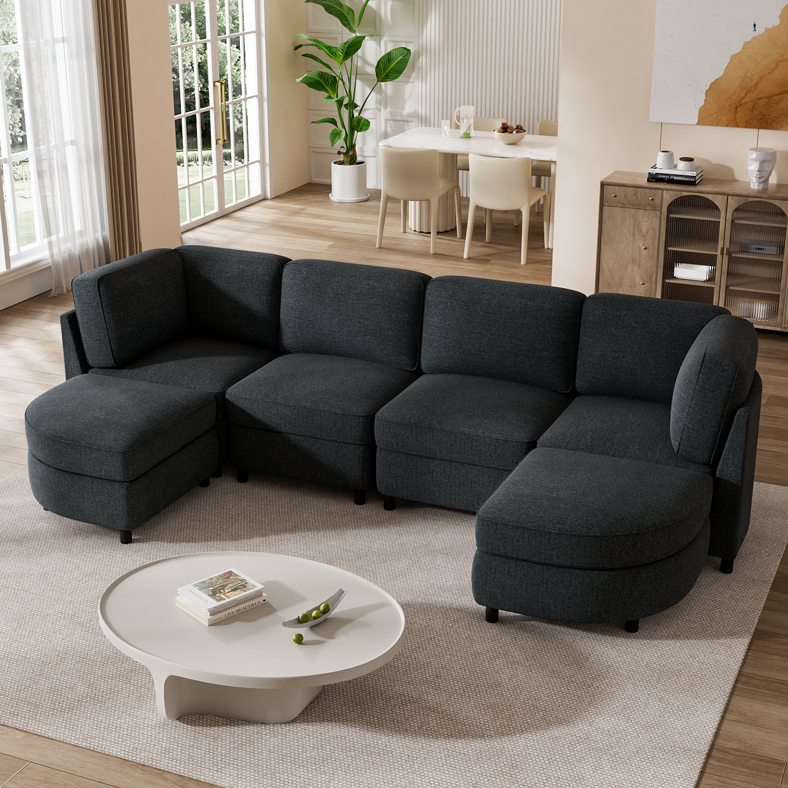 Latitude Run® 125.98"Upholstered Sectional,Convertible Modular Sofa ...