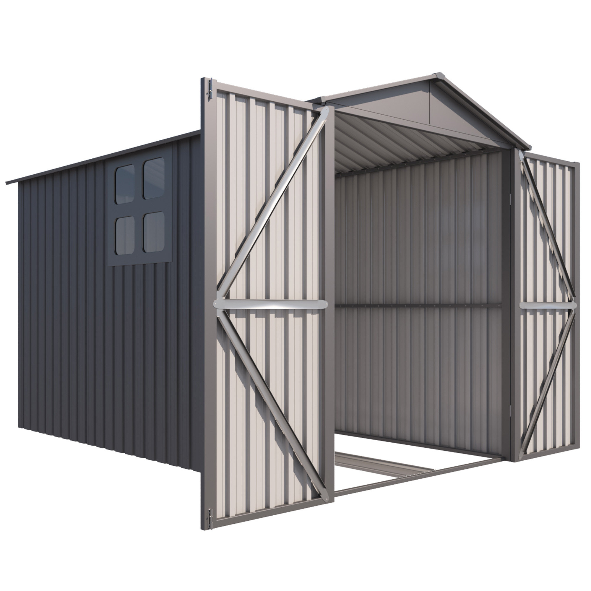 ToolCat 10 Ft. W X 5.5 Ft. D Metal Shed With Window, Tracks And ...