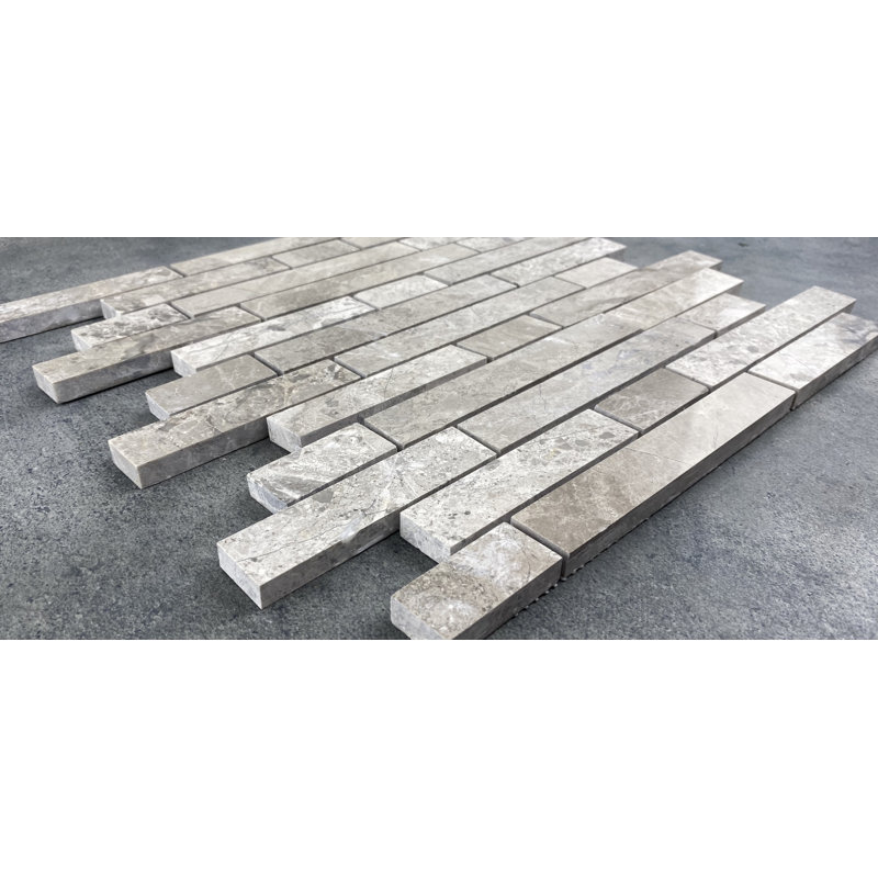 Miletos Stone Collection Random Sized Marble Linear Mosaic Wall & Floor ...