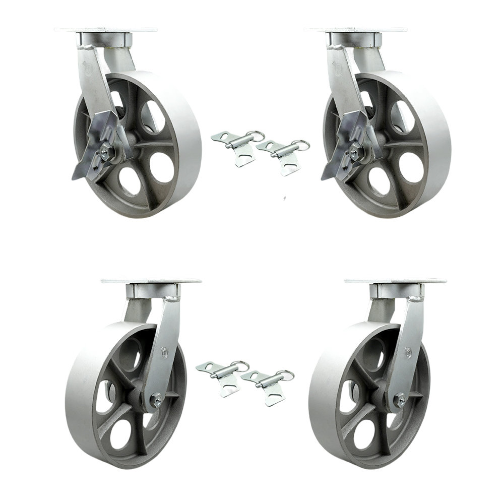 Service Caster Extra Heavy Duty Semi Steel Cast Iron Caster Set 4 ...