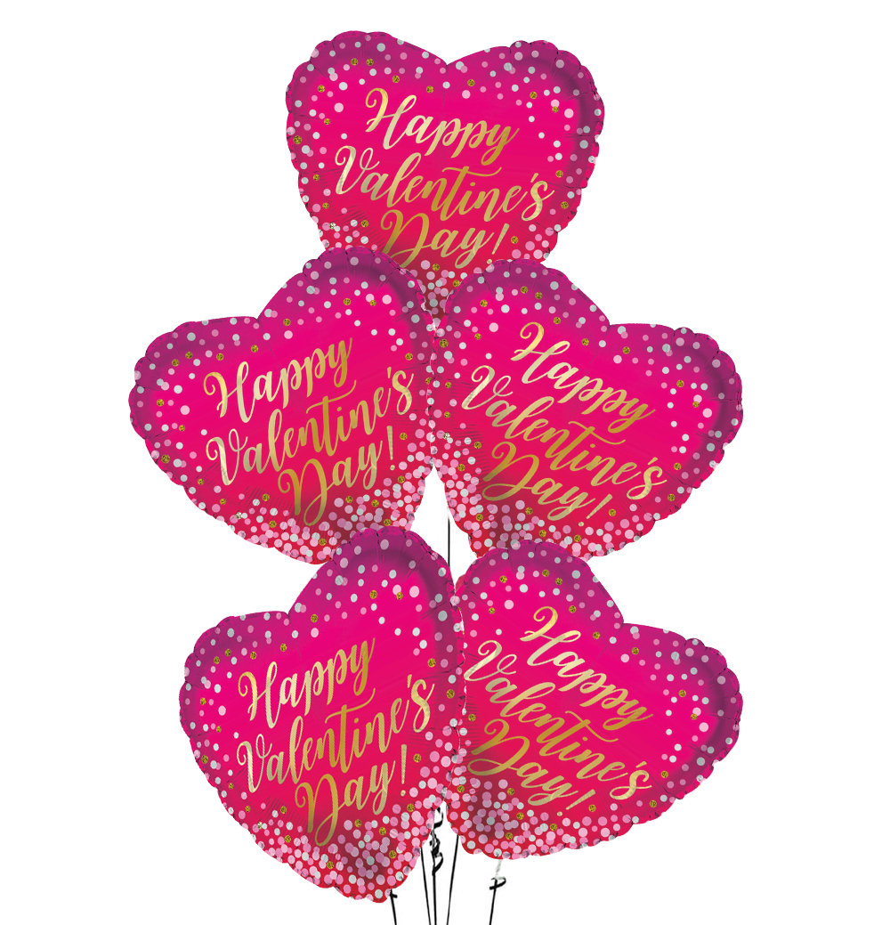 PMU Heart Shaped Valentines Day Balloons 18-inch Mylar (Confetti Dots ...
