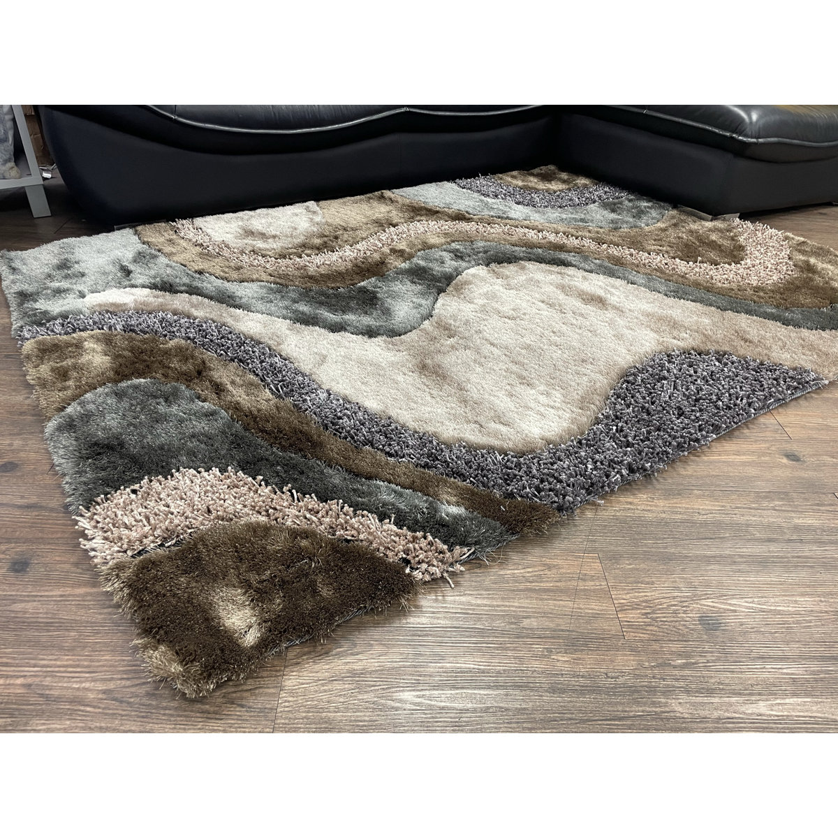 Orren Ellis Spencer Abstract Handmade Tufted Beige/Gray Area Rug ...