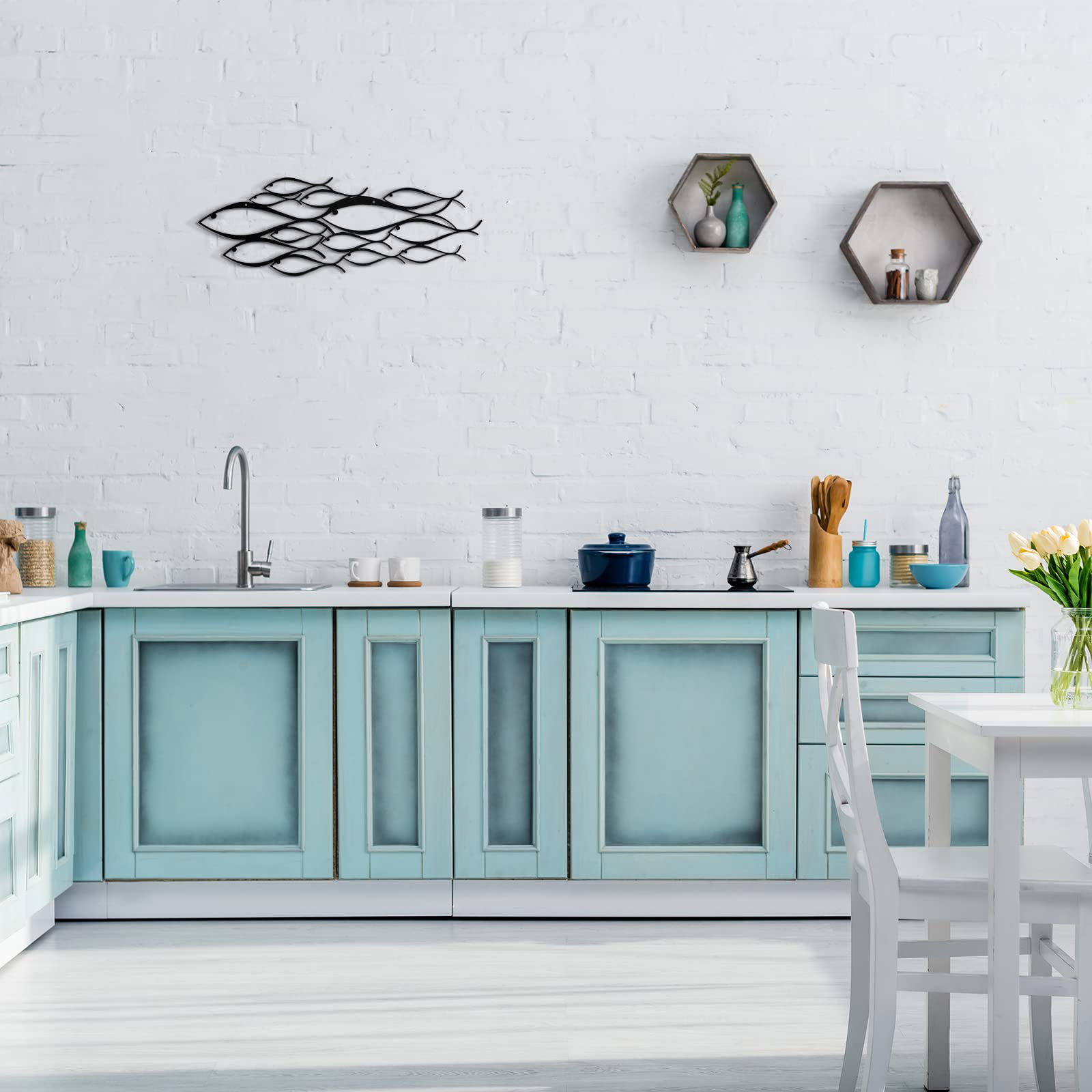 Beachcrest Home Nautical Fish Metal Wall Decor School Of Fish Wall Art ...