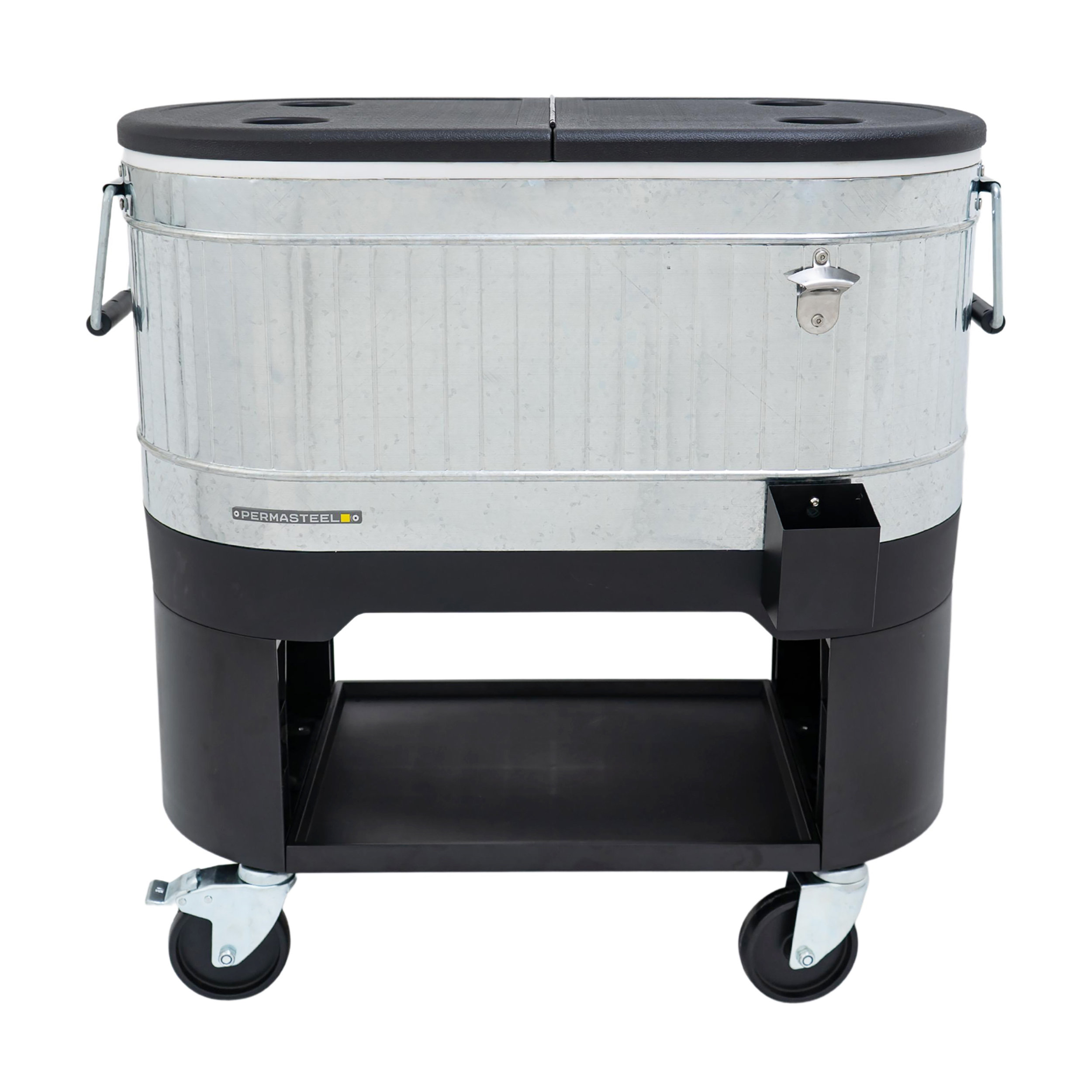 Permasteel 120-Qt Large Outdoor Cooler Cart on Wheels, Rolling Patio ...