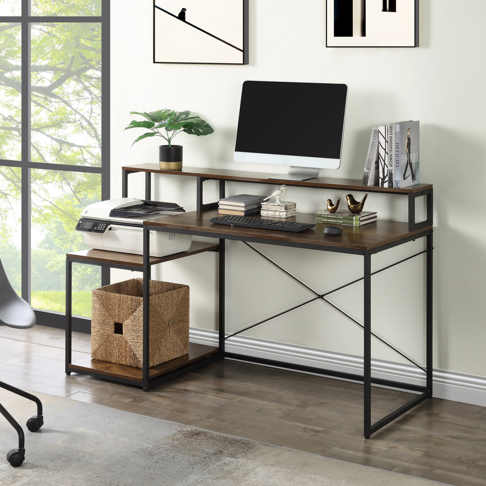 17 Stories Chaunci 58.55'' W Rectangle Computer Desk | Wayfair