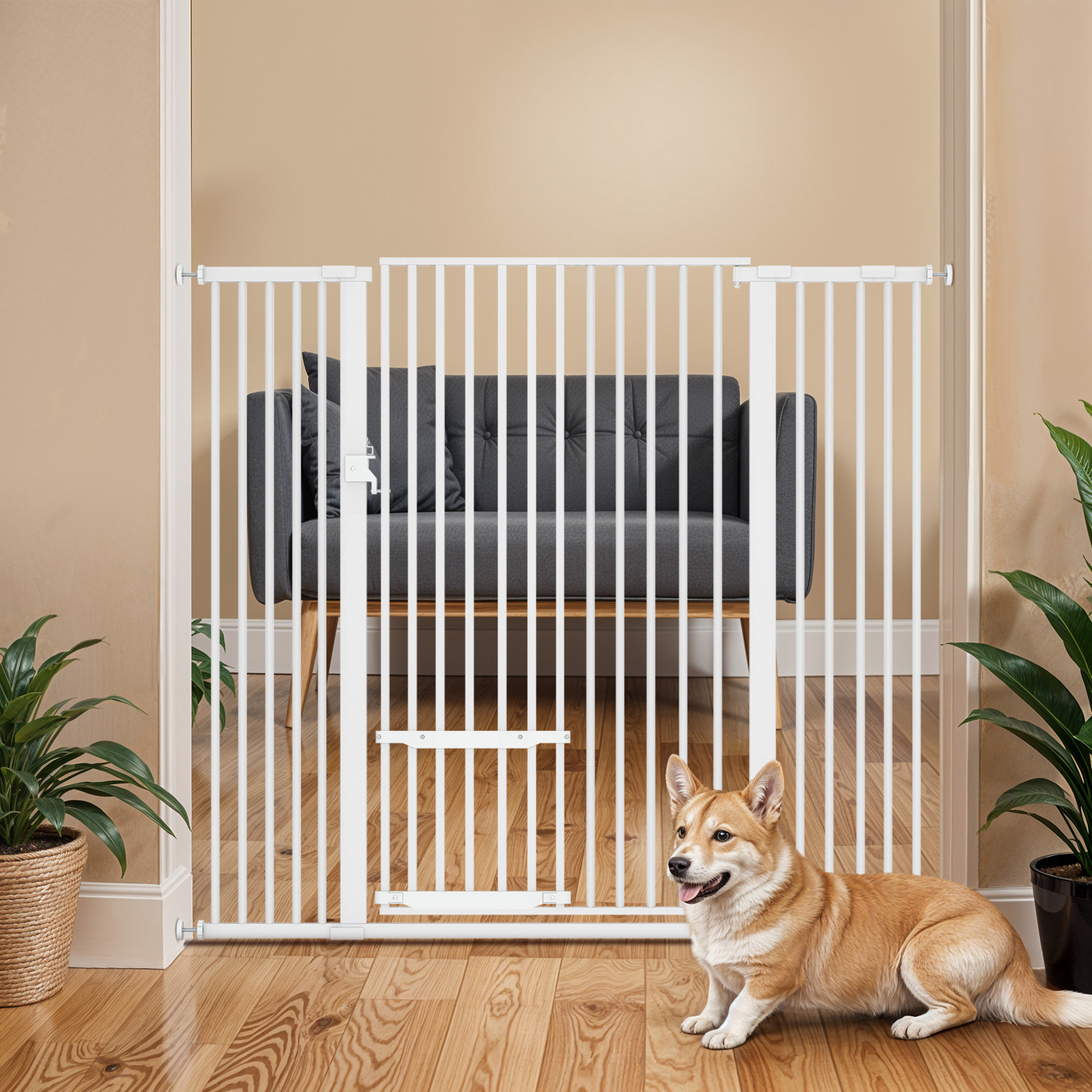 Tucker Murphy Pet™ Galloso Indoor White Pressure Mounted Pet Gate, Pet ...