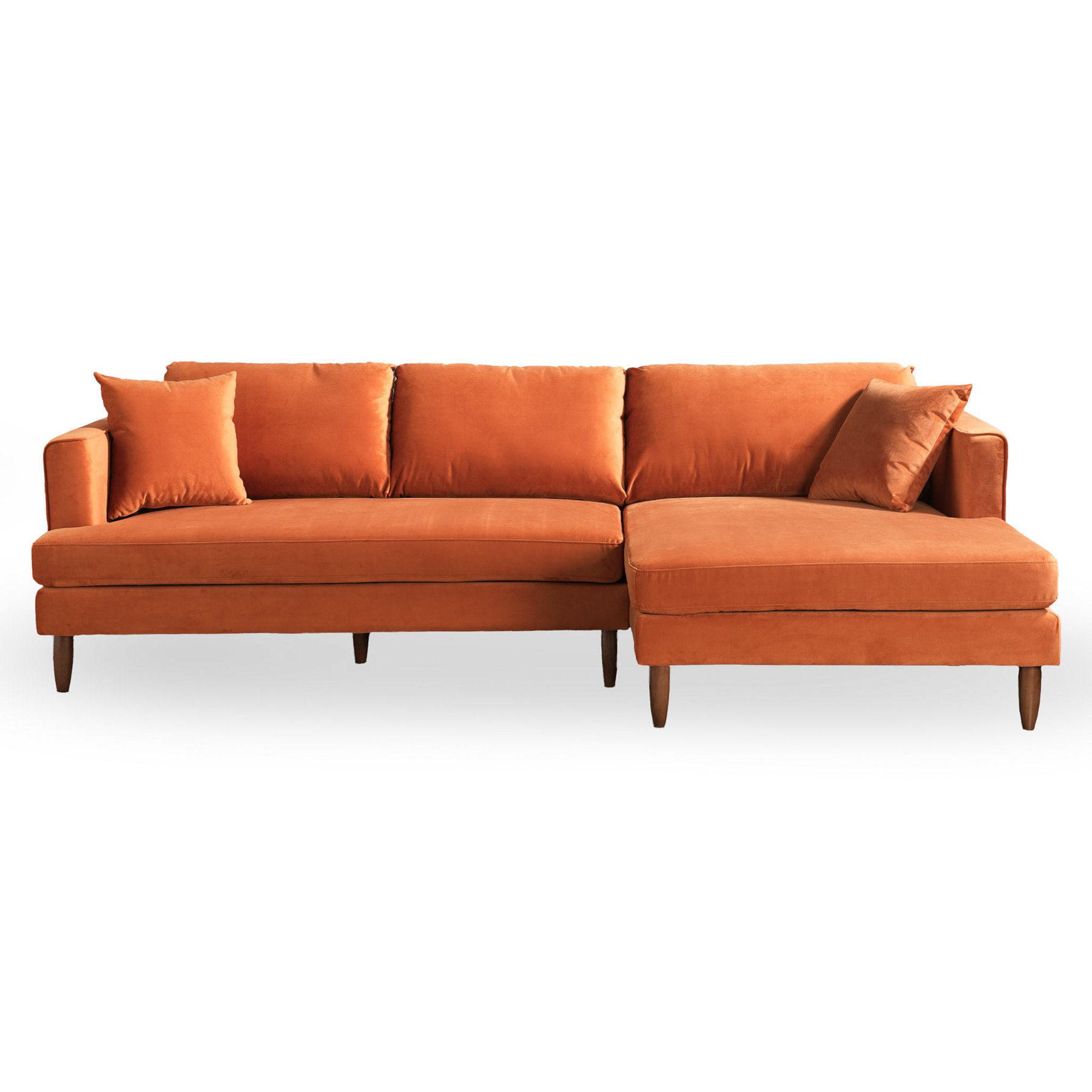 Corrigan Studio® Blake L-Shaped Burnt Orange Velvet Sectional Sofa Right Facing | Wayfair