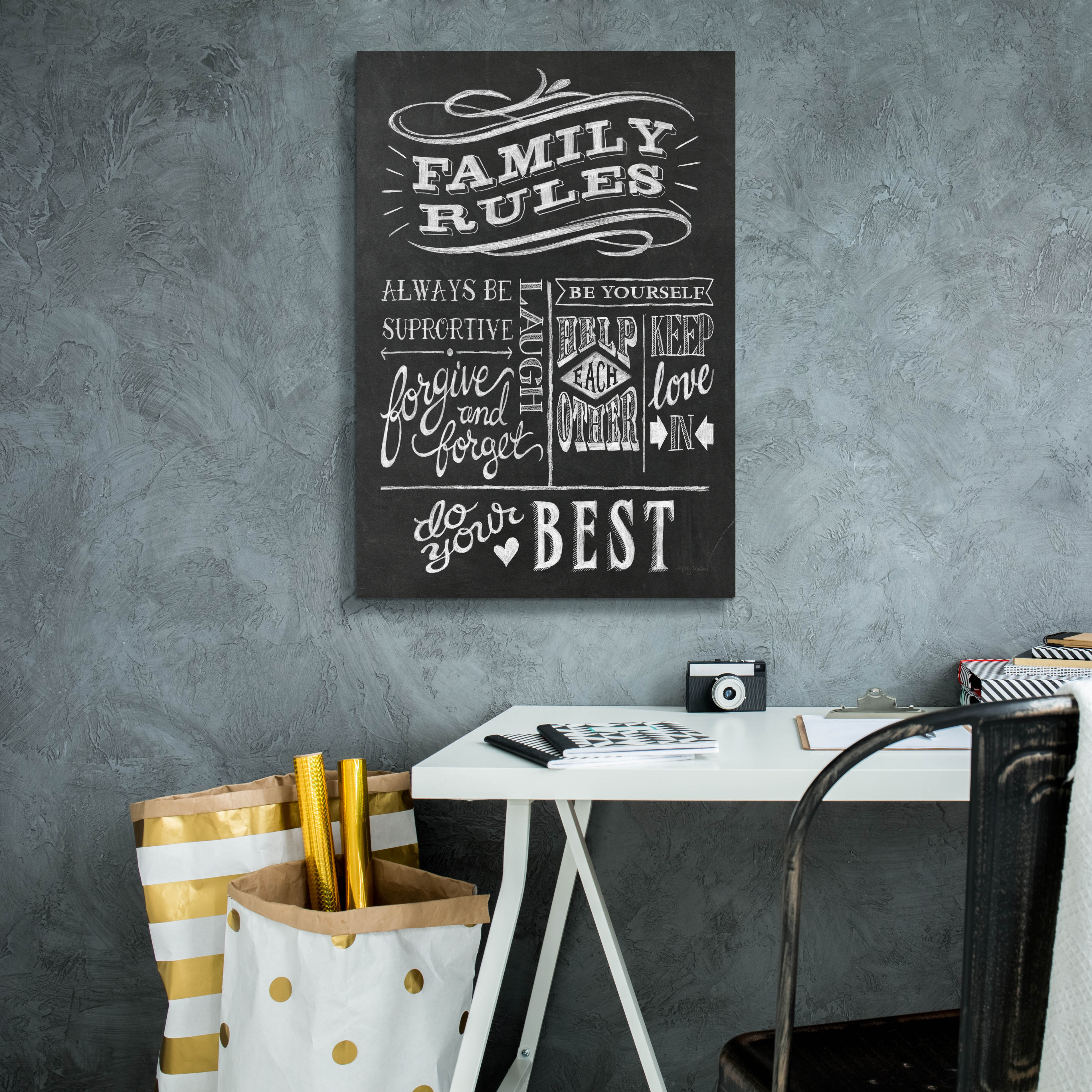 Epic Graffiti 'Family Rules 1 V2' by Mary Urban Canvas Wall Art | Wayfair