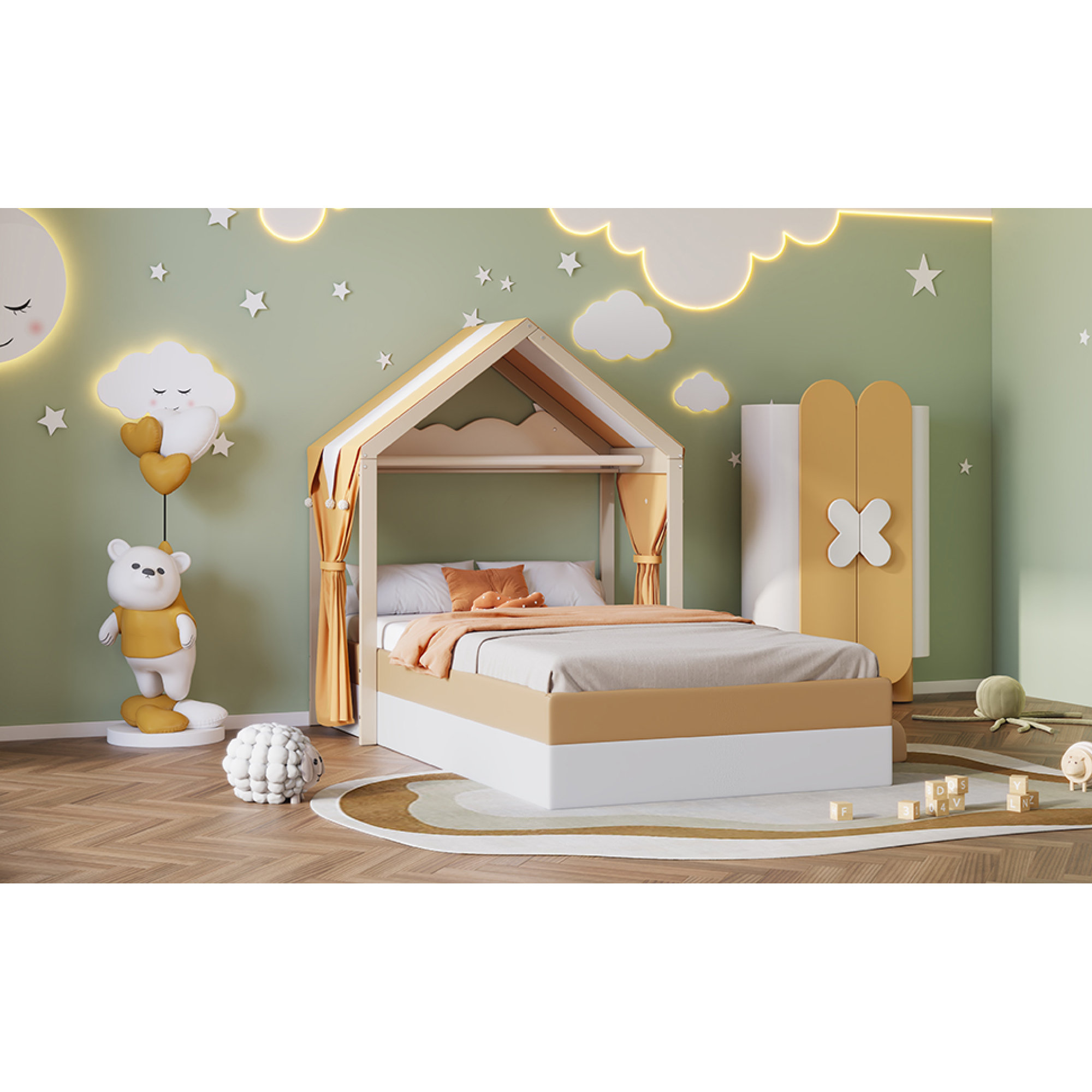 Harper Orchard Aamari Upholstered Canopy Bed | Wayfair