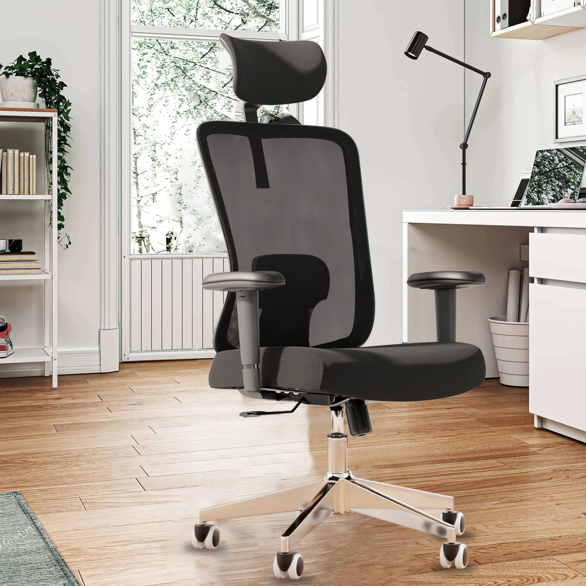 Inbox Zero Monjan Ergonomic Office Chair With Adjustable Headrest ...