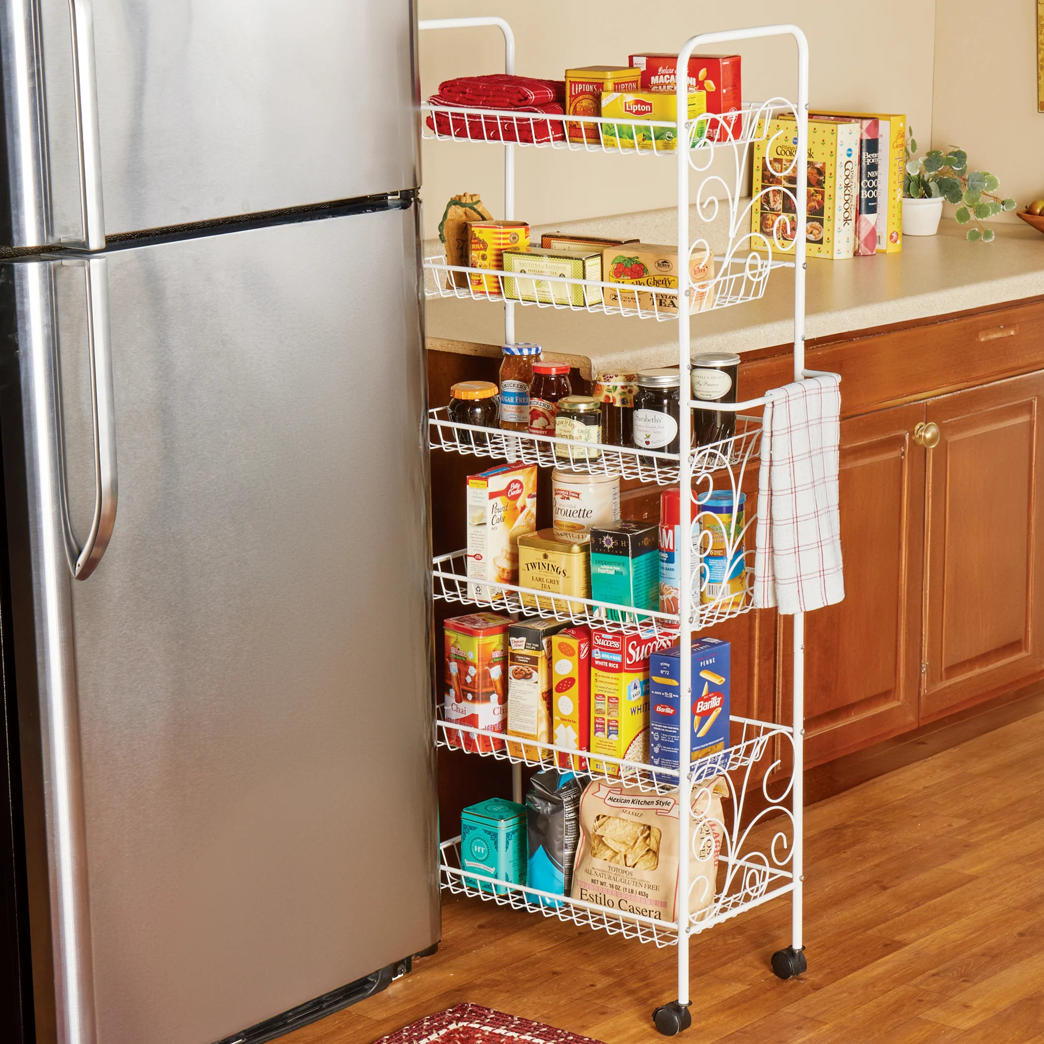 Rebrilliant Versatile 6-Tier Scrolling Metal Shelf on Wheels - Wayfair ...