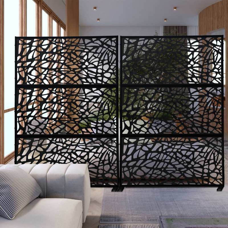 Domi Louvered 4 ft. W Metal Privacy Screen Panel Decorative Screen ...