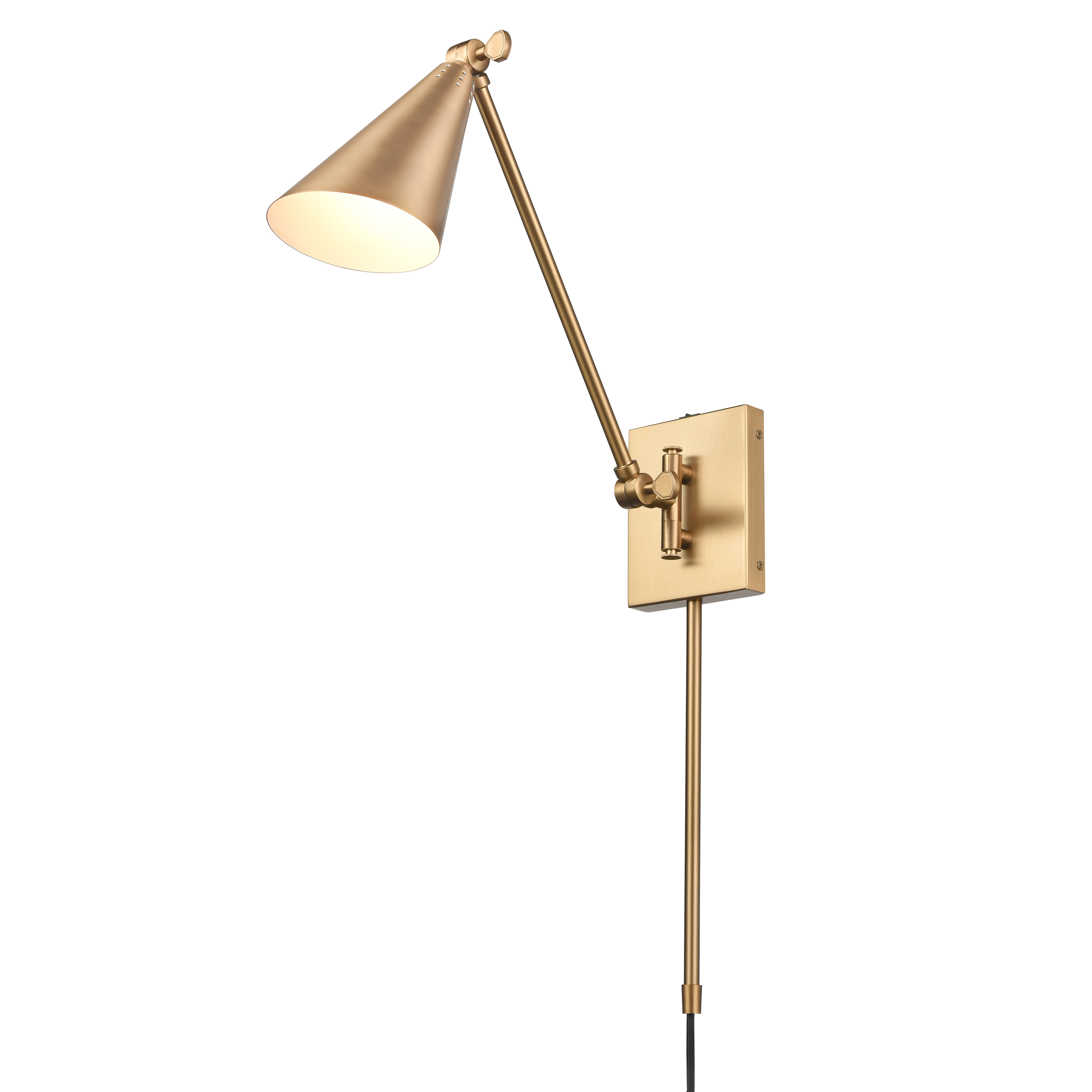 Everly Quinn Losh 10.5'' High 1-Light Plug-In/Hardwire Sconce - Brushed ...