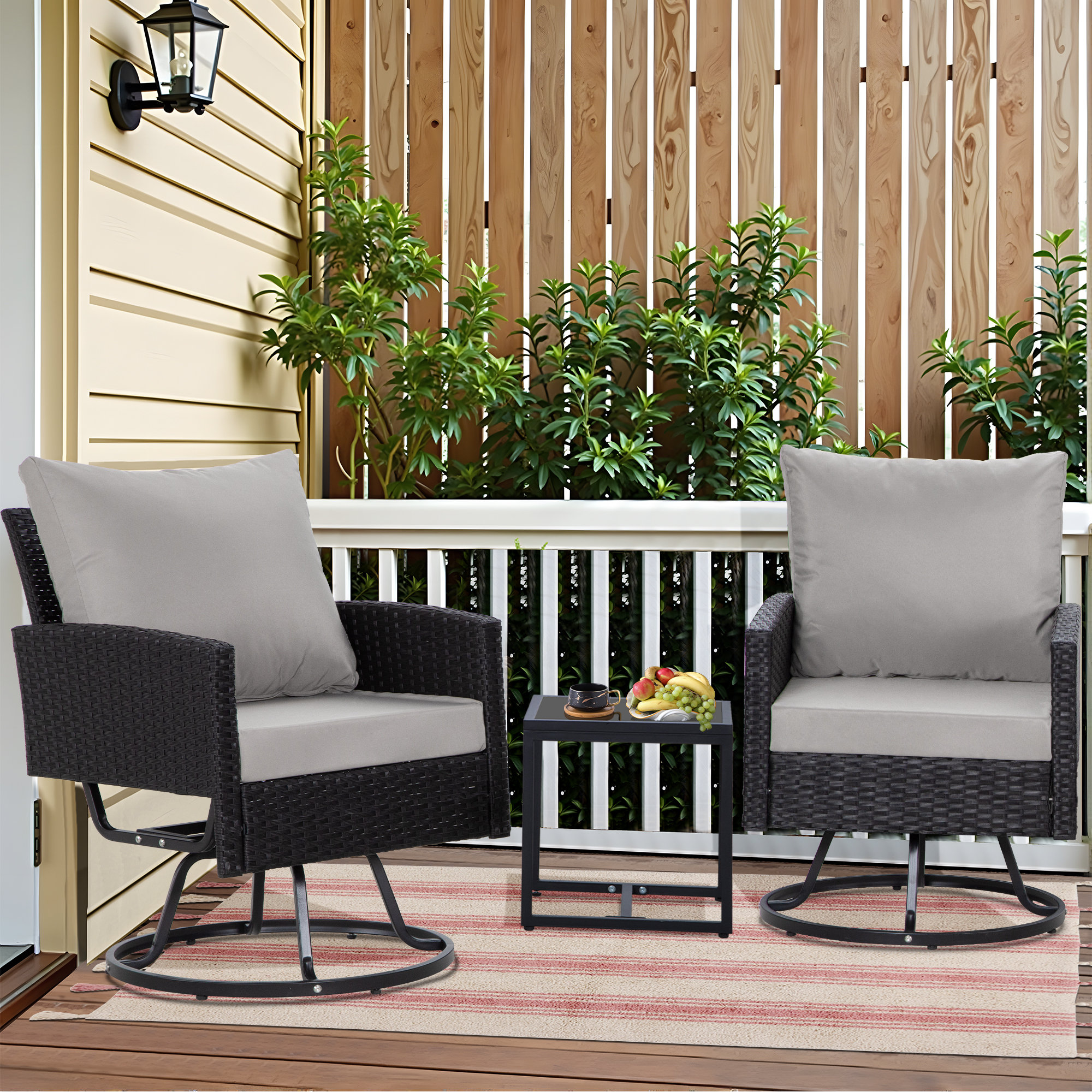 Lark Manor Outdoor Rotating Patio Swivel Rocker Chairs With Cushions ...