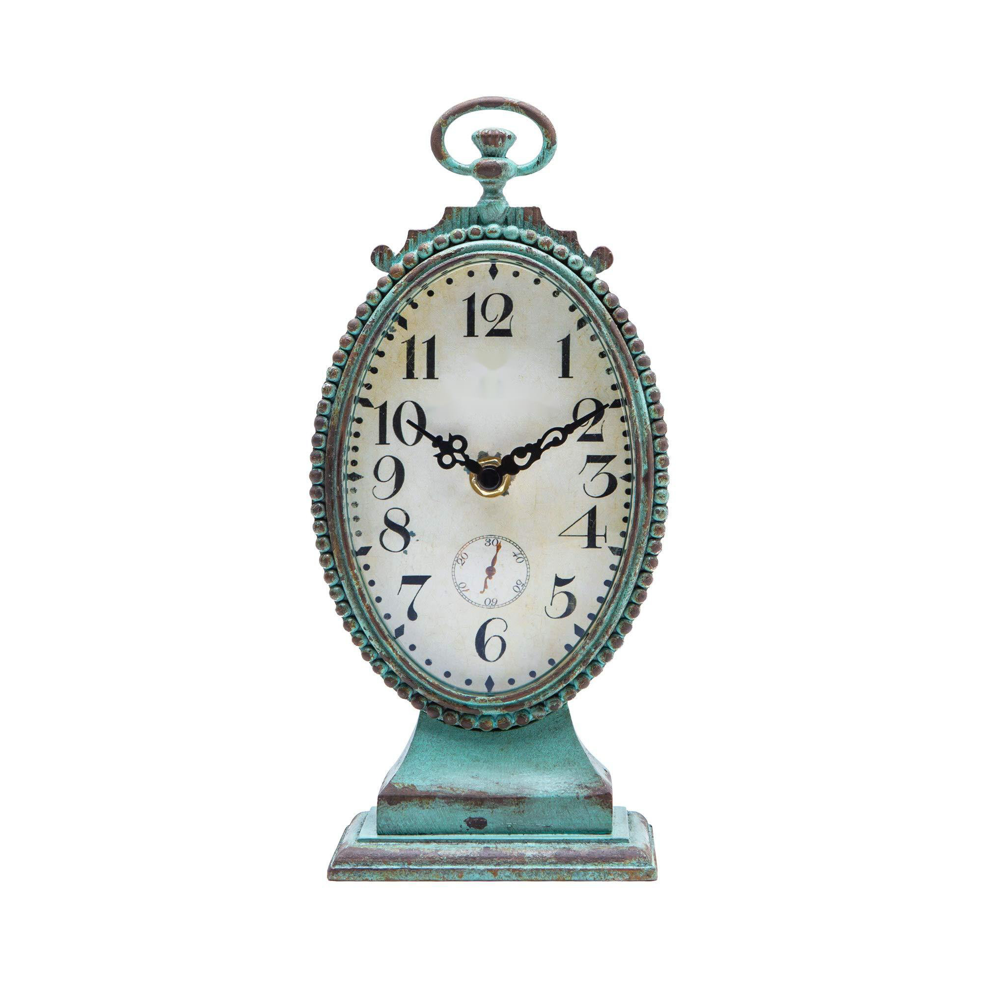 One Allium Way® Vintage Table Clock - Battery Operated Rustic ...