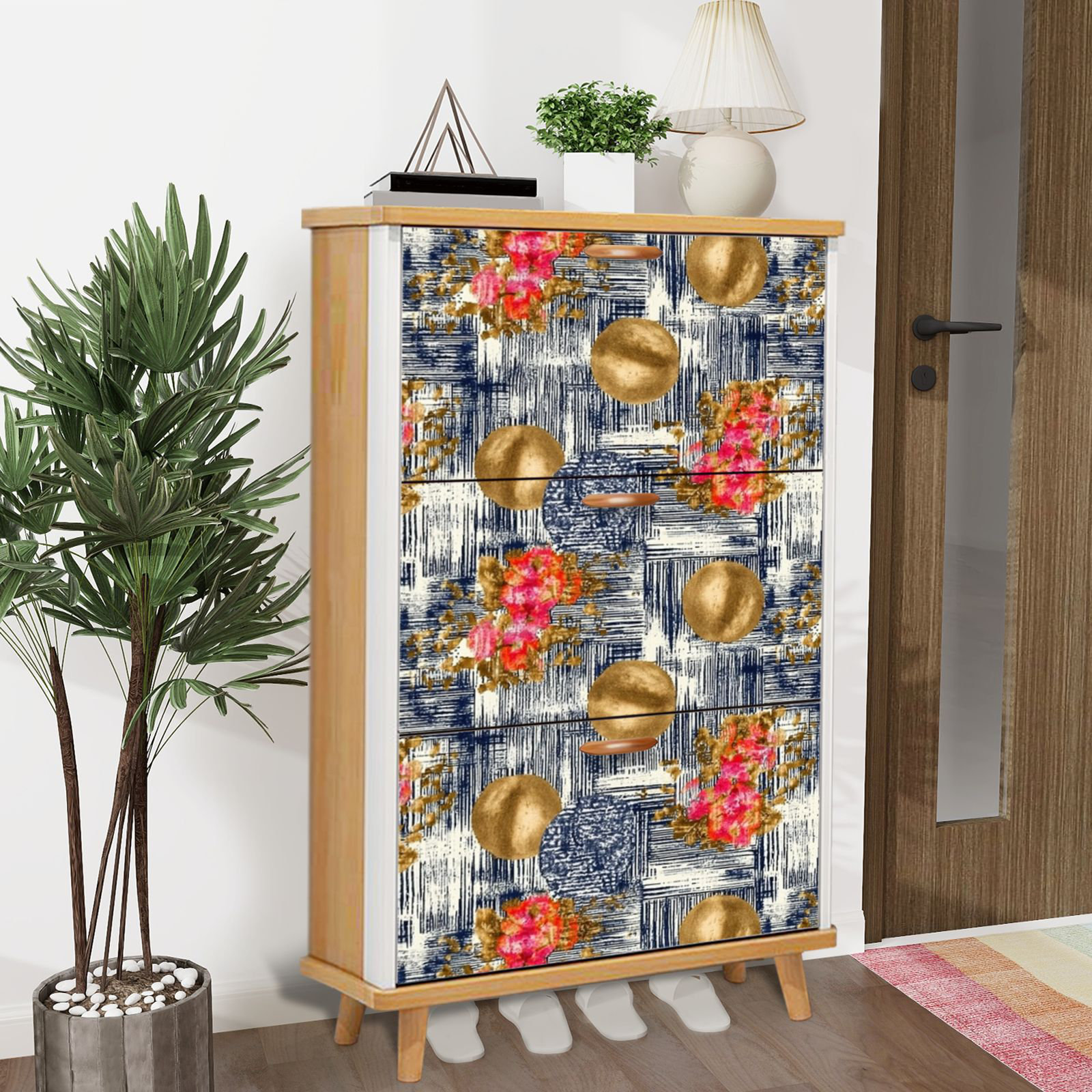 Rebrilliant Shoe Storage Cabinet with 3 Flip Drawers for Abstract Cute ...