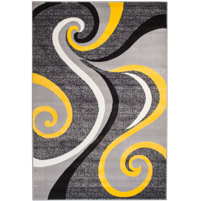 Orren Ellis Gaeta Abstract Gray/Yellow Area Rug & Reviews | Wayfair