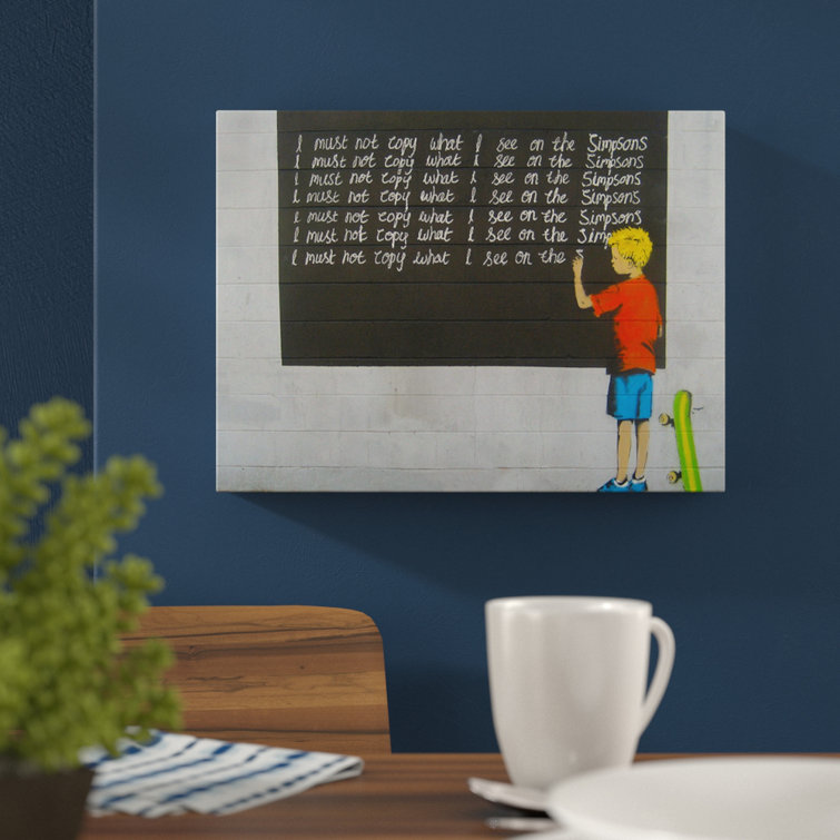 Happy Larry Bart Simpson Detention by Banksy Graphic Art on Wrapped ...