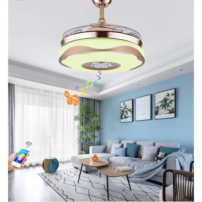 Mercer41 Ediany 36" Bluetooth Ceiling Fan with Dimmable LED Lights and ...