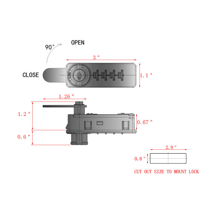 FixtureDisplays Combination Cam Lock Master Key Cabinet Combo Lock ...
