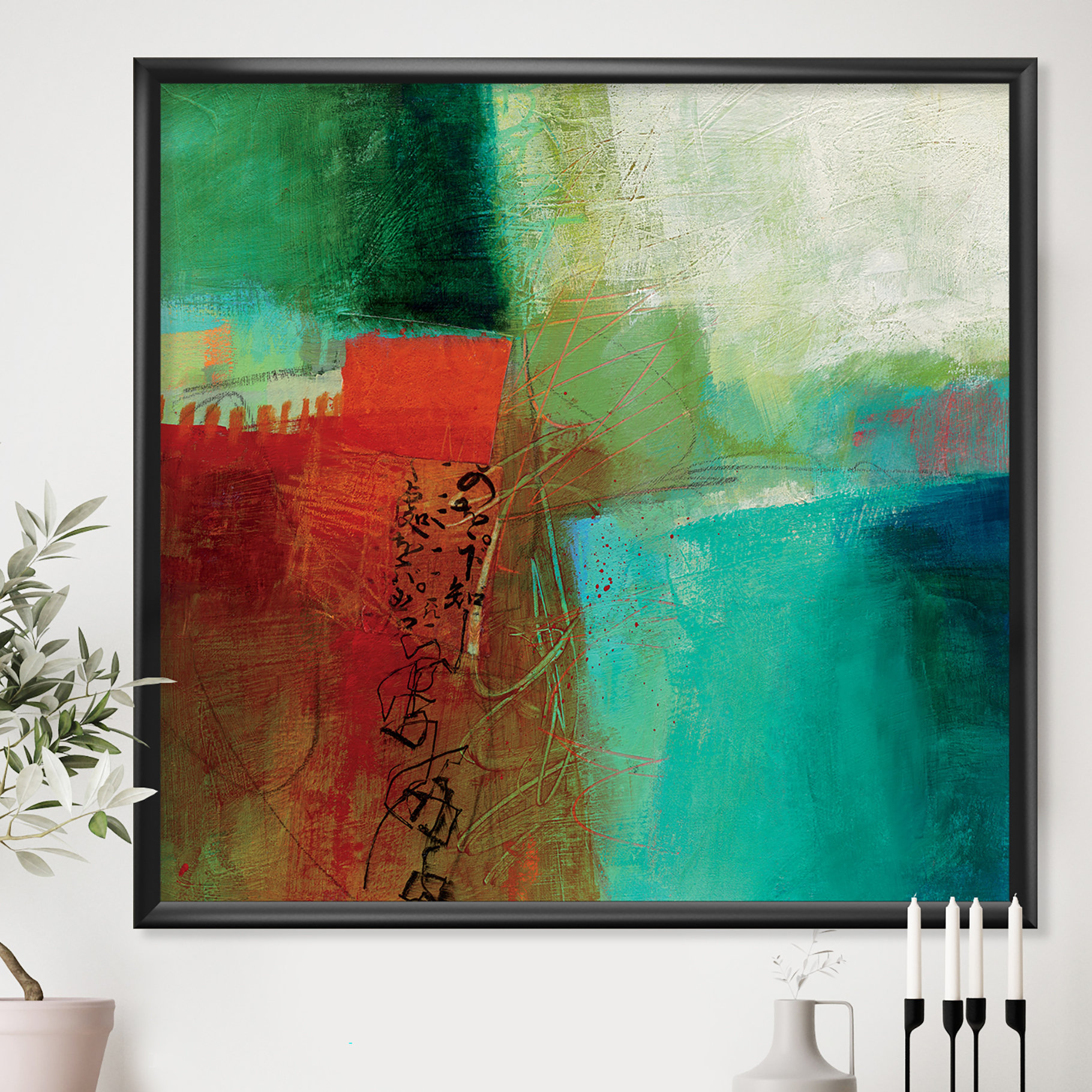 East Urban Home 'Abstract Impression of Watercolor Blue and Red ...