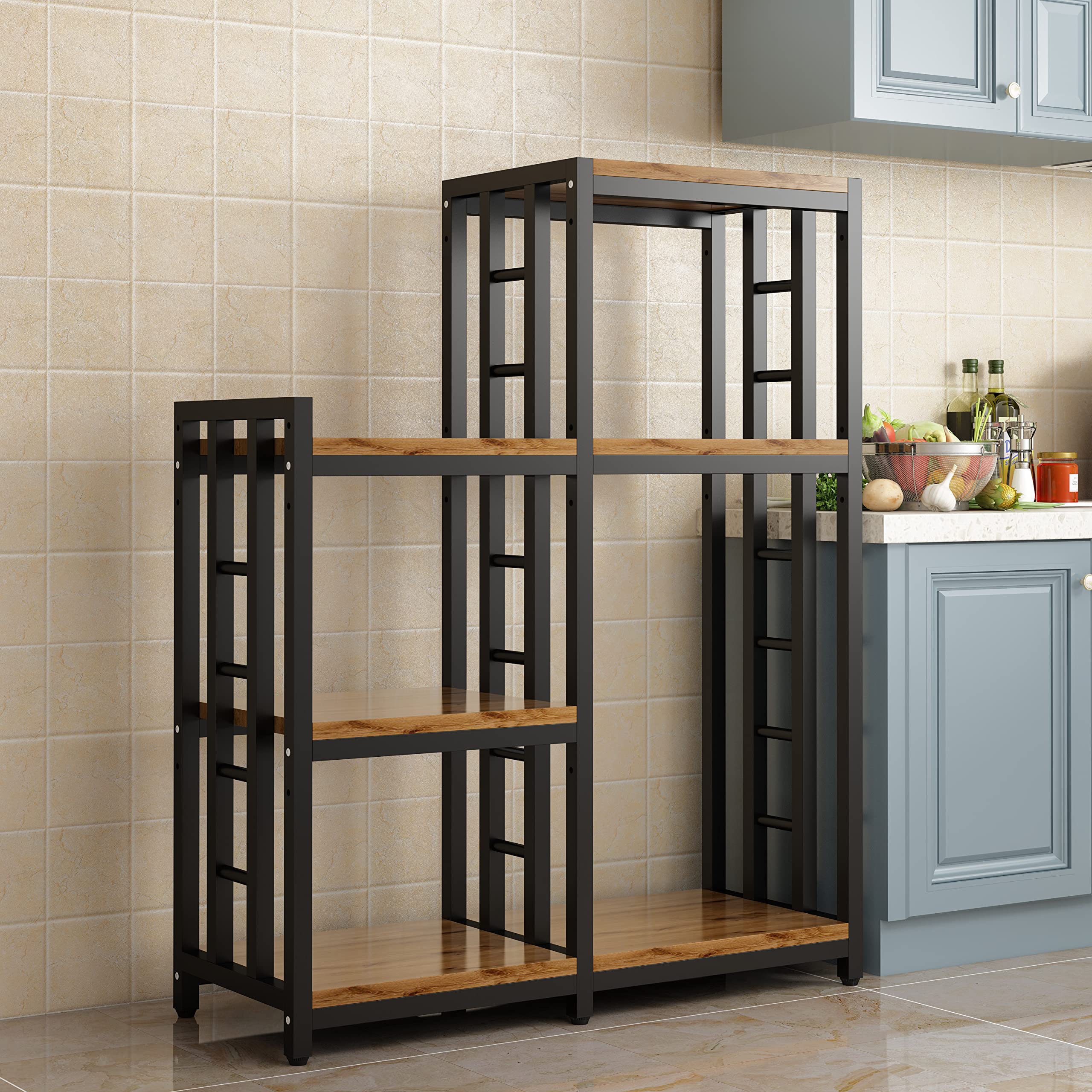 17 Stories Kitchen Bakers Rack, 4-Tier+3-Tier Workstation Organizer ...