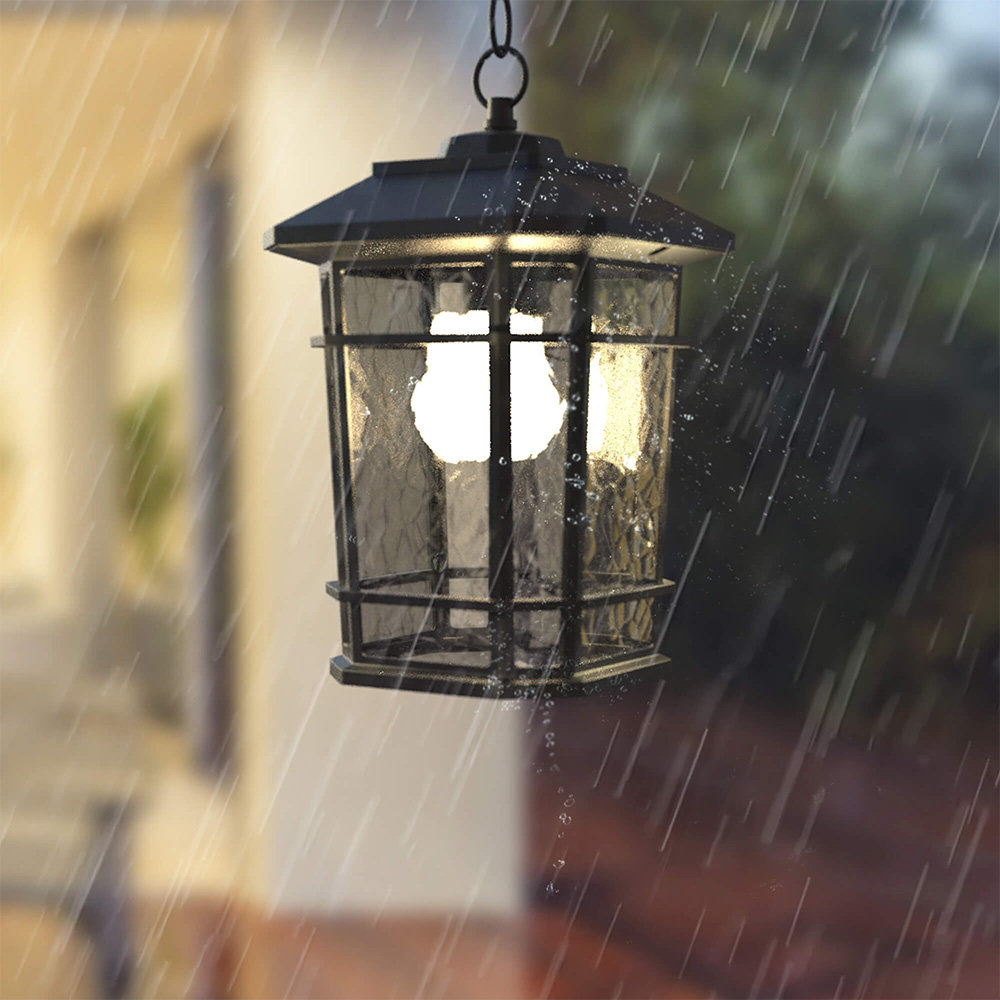 Koda Williams 1- Light Black 14" H Glass Outdoor Hanging Lantern (Bulb ...