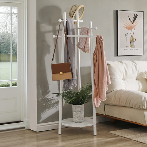 Latitude Run® Solid Wood Freestanding 6 - Hook Coat Rack | Wayfair