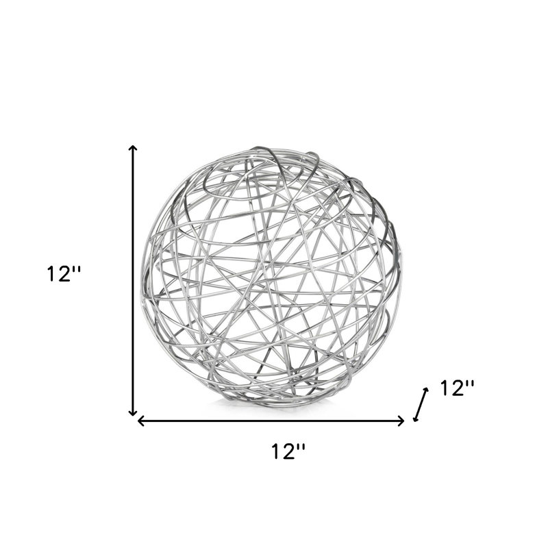 Wrought Studio™ Daniyal Silver Extra Large Wire Sphere | Wayfair