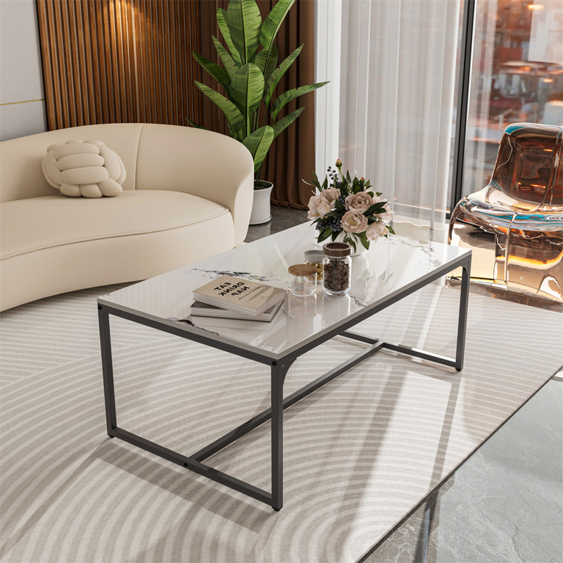 Wrought Studio™ Modern Chic Coffee Table Marble Rectangular Center ...