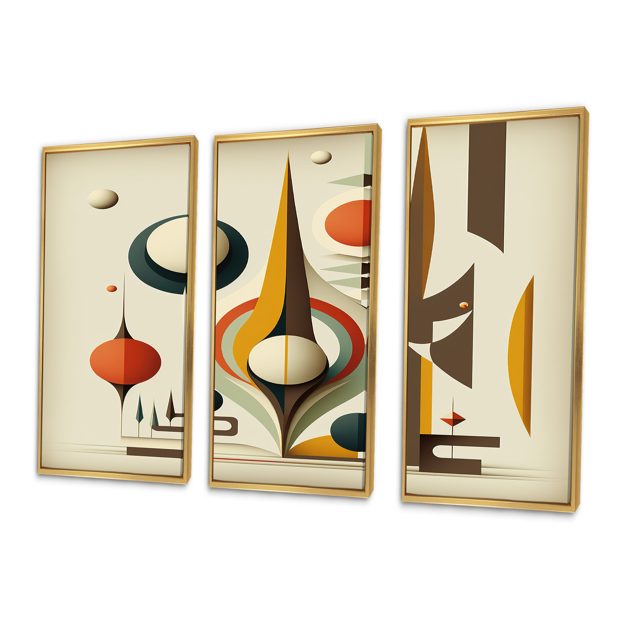 Design Art Vintage Mid-Century Graphics VI - 3 Piece Print on Canvas ...