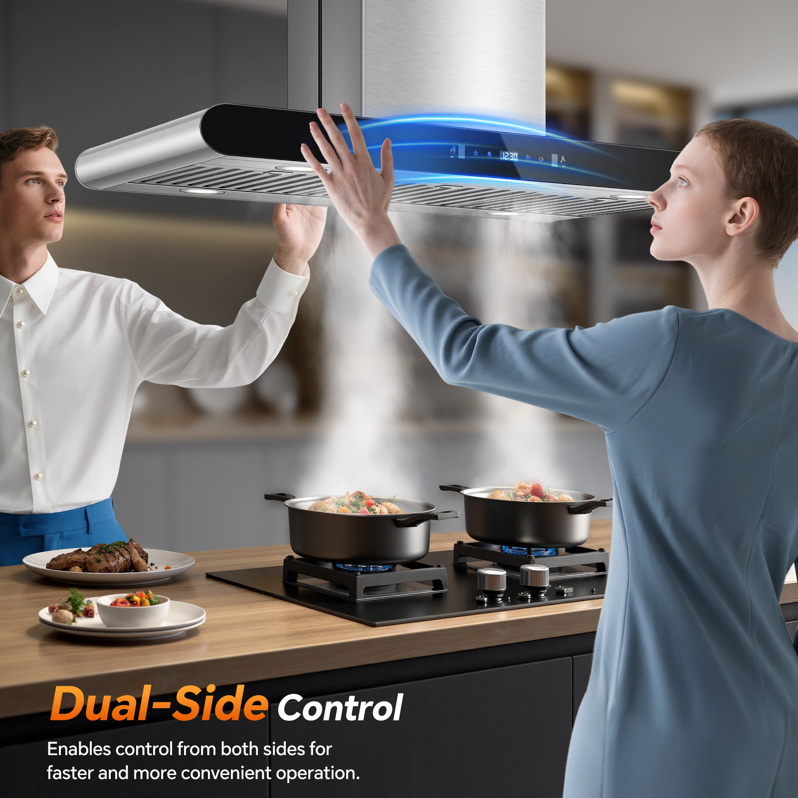 JOEAONZ Island Range Hood, 700 Cfm With 3-Speed Gesture Sensing & Touch ...