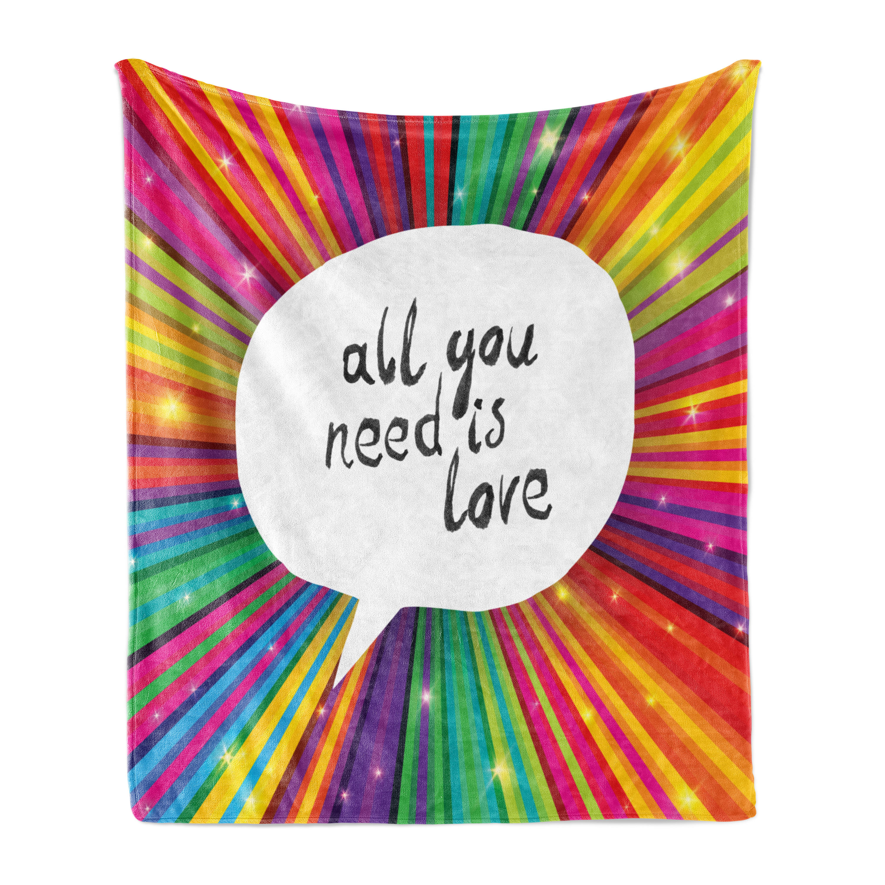 Ambesonne Colorful Fleece Throw Blanket Hippie Retro Words White | Wayfair