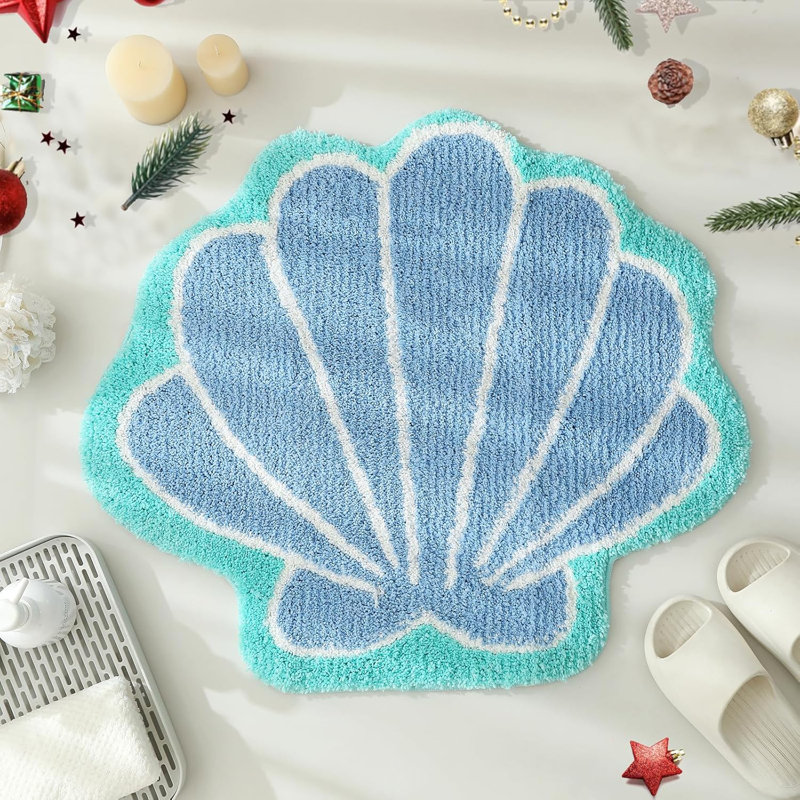 Beachcrest Home™ Ocean Decor Shell Bath Mat | Wayfair