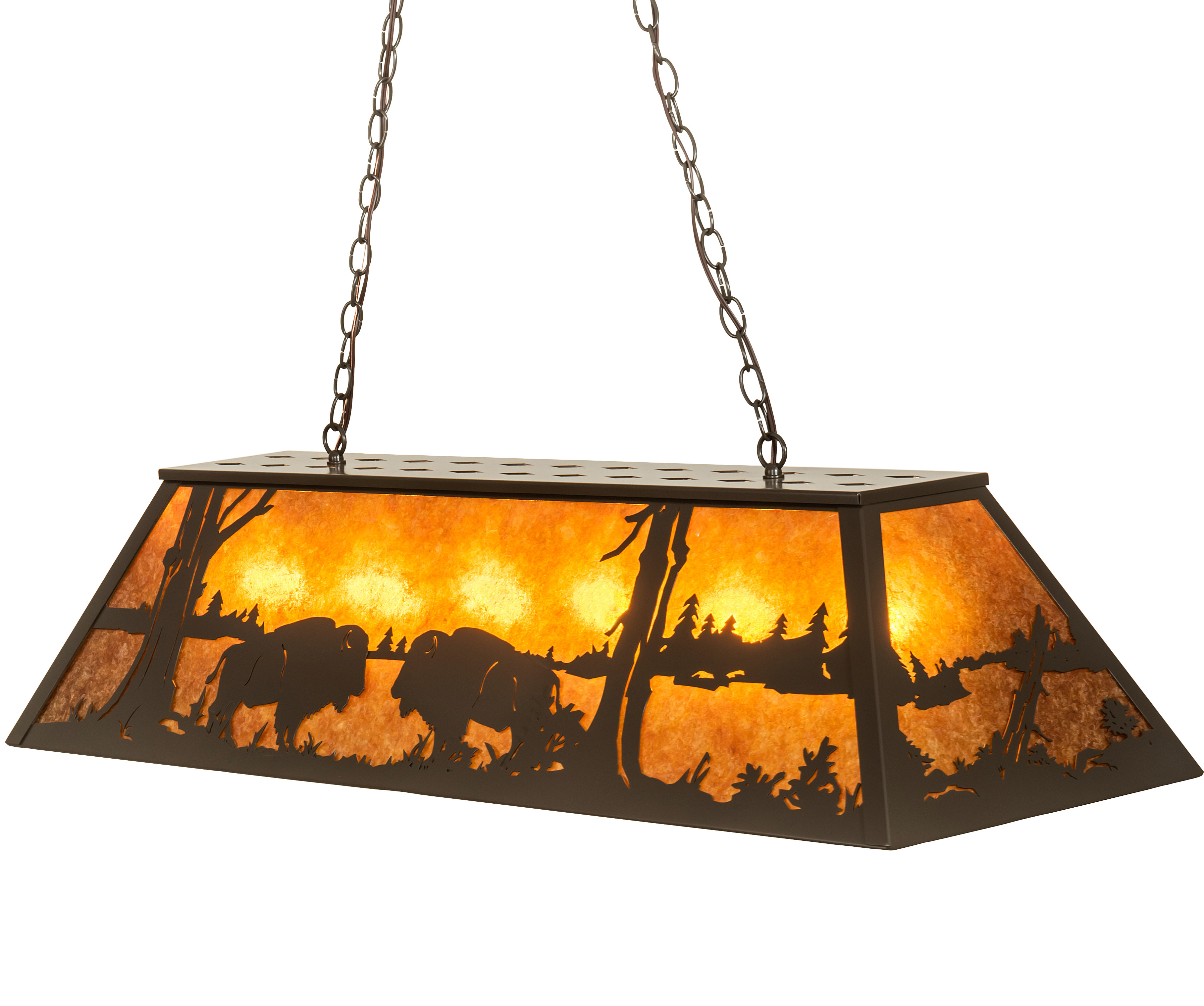 Meyda Lighting 48" Long Battling Buffalo Oblong Pendant | Perigold