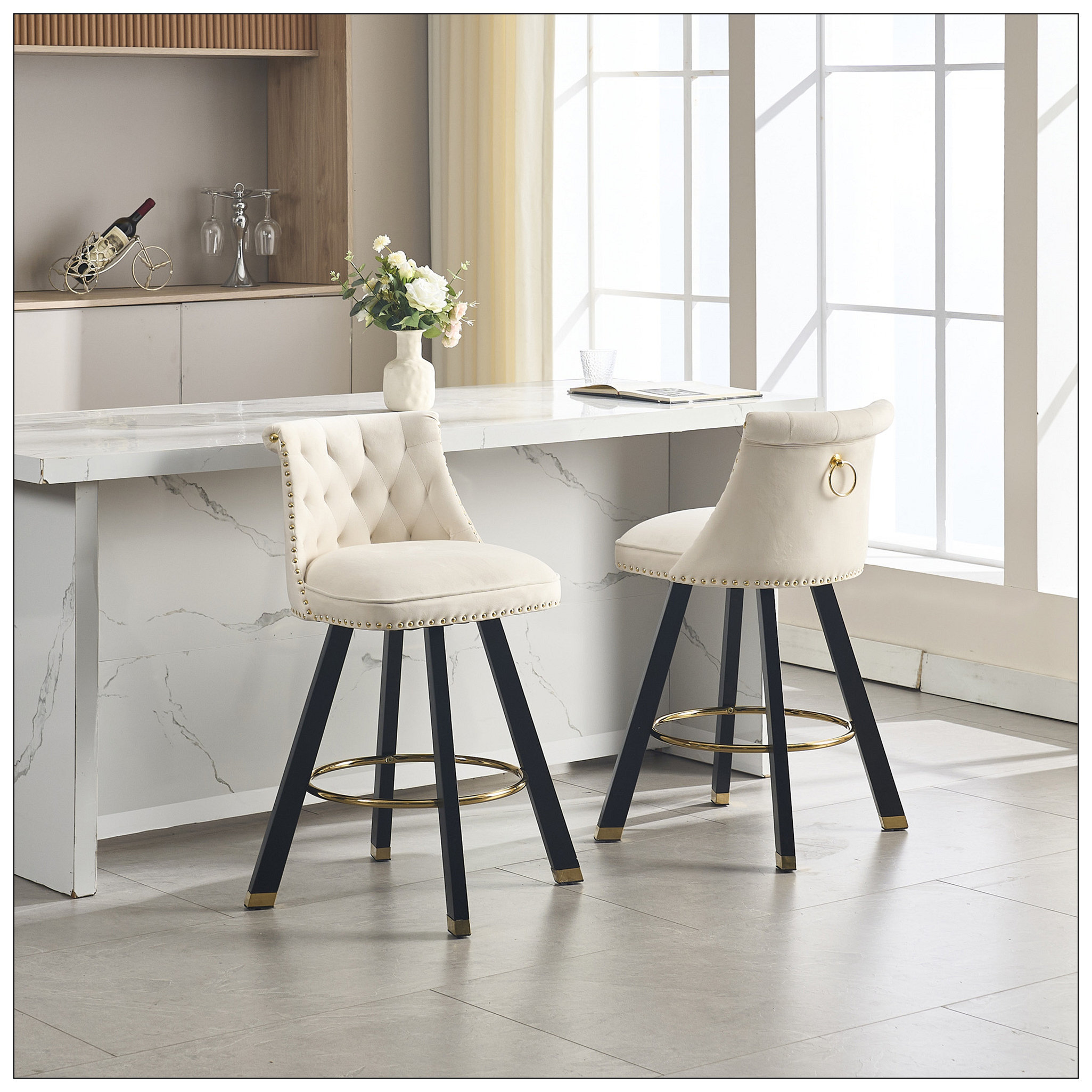 Rosdorf Park Set Of 2,Back Pull Point Design, Velvet Material, 360 ...