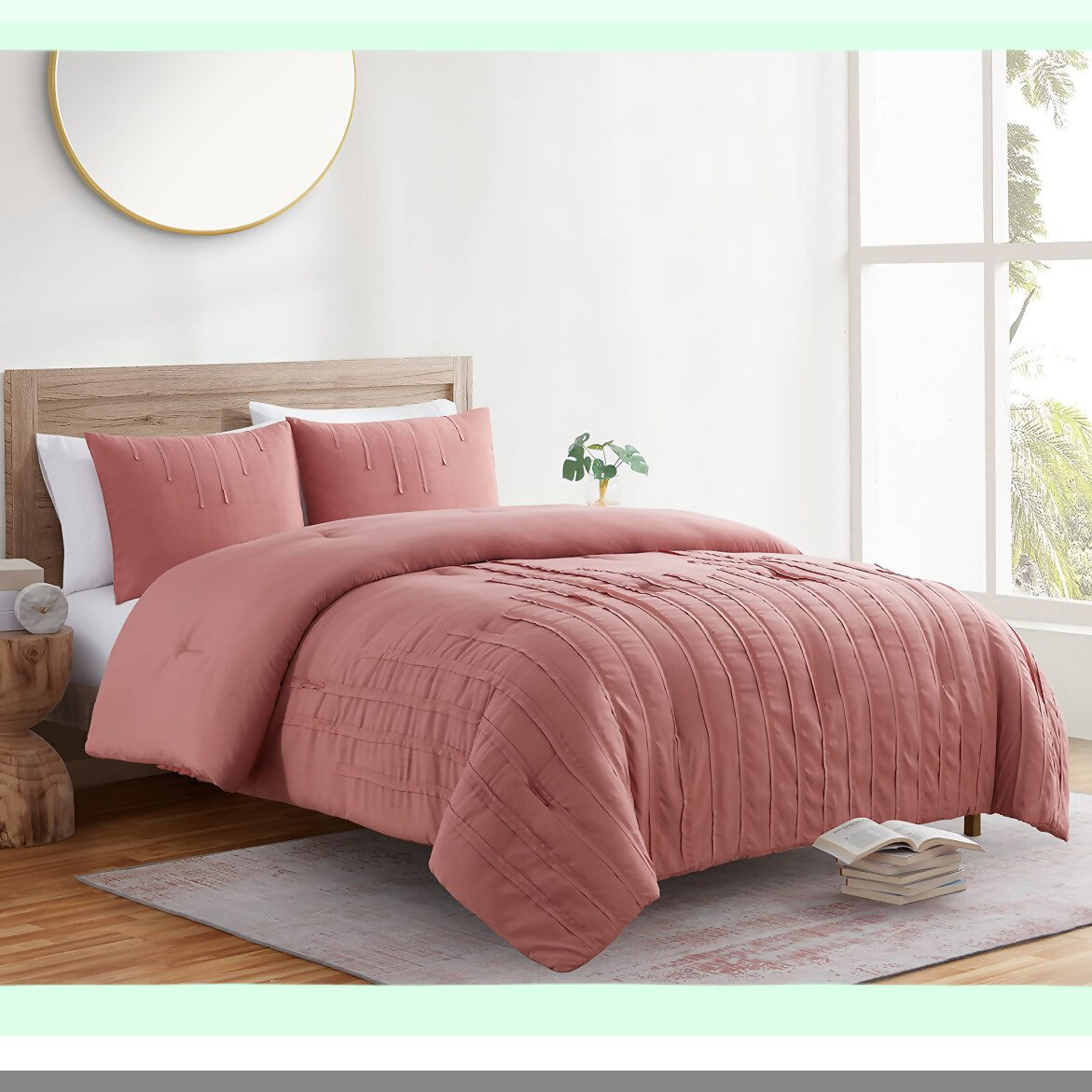 Hokku Designs Textured Stripe Microfiber Comforter Set - Twin XL - Clay ...