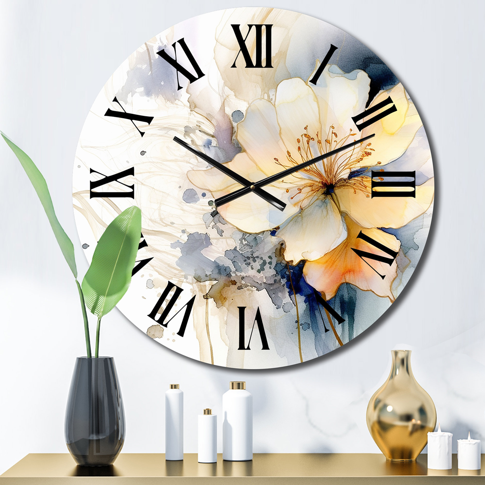 Design Art Yellow Blue Harmony In Chaos I Metal Wall Clock | Wayfair