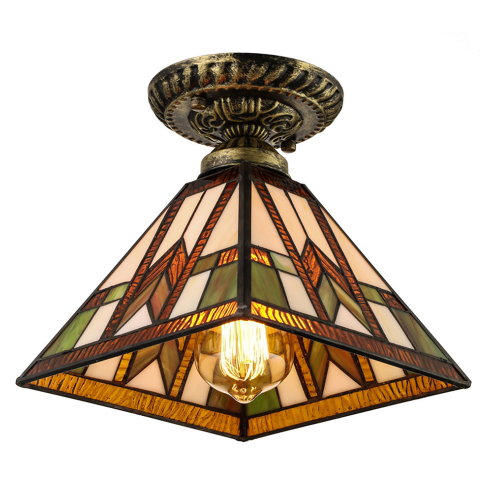 Union Rustic Litfad Tiffany Mission Style Semi-flush Mount Ceiling ...