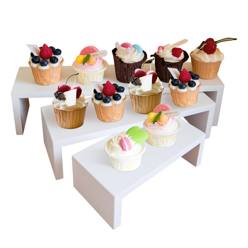 Ebern Designs 3PCS Decorative Wooden Tabletop Tiered Display Riser ...