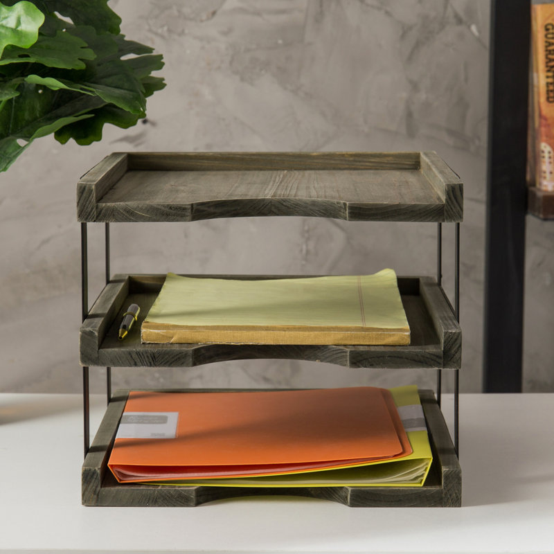 Inbox Zero 3 Level Wood Desktop File Organizer | Wayfair