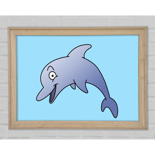 Bright Star Happy Dolphin Baby Blue - Single Picture Frame Art Prints ...