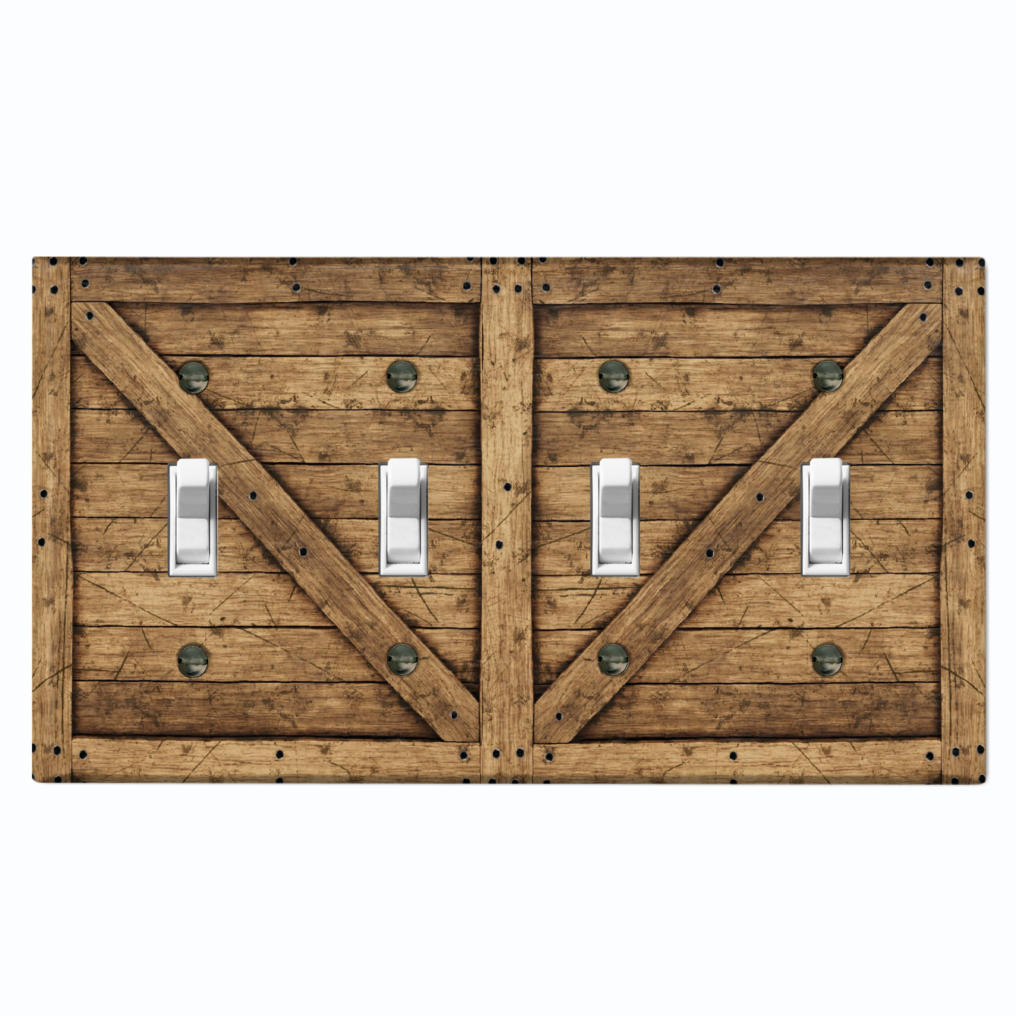 WorldAcc Metal Light Switch Plate Outlet Cover (Biege Fence Barn Door ...