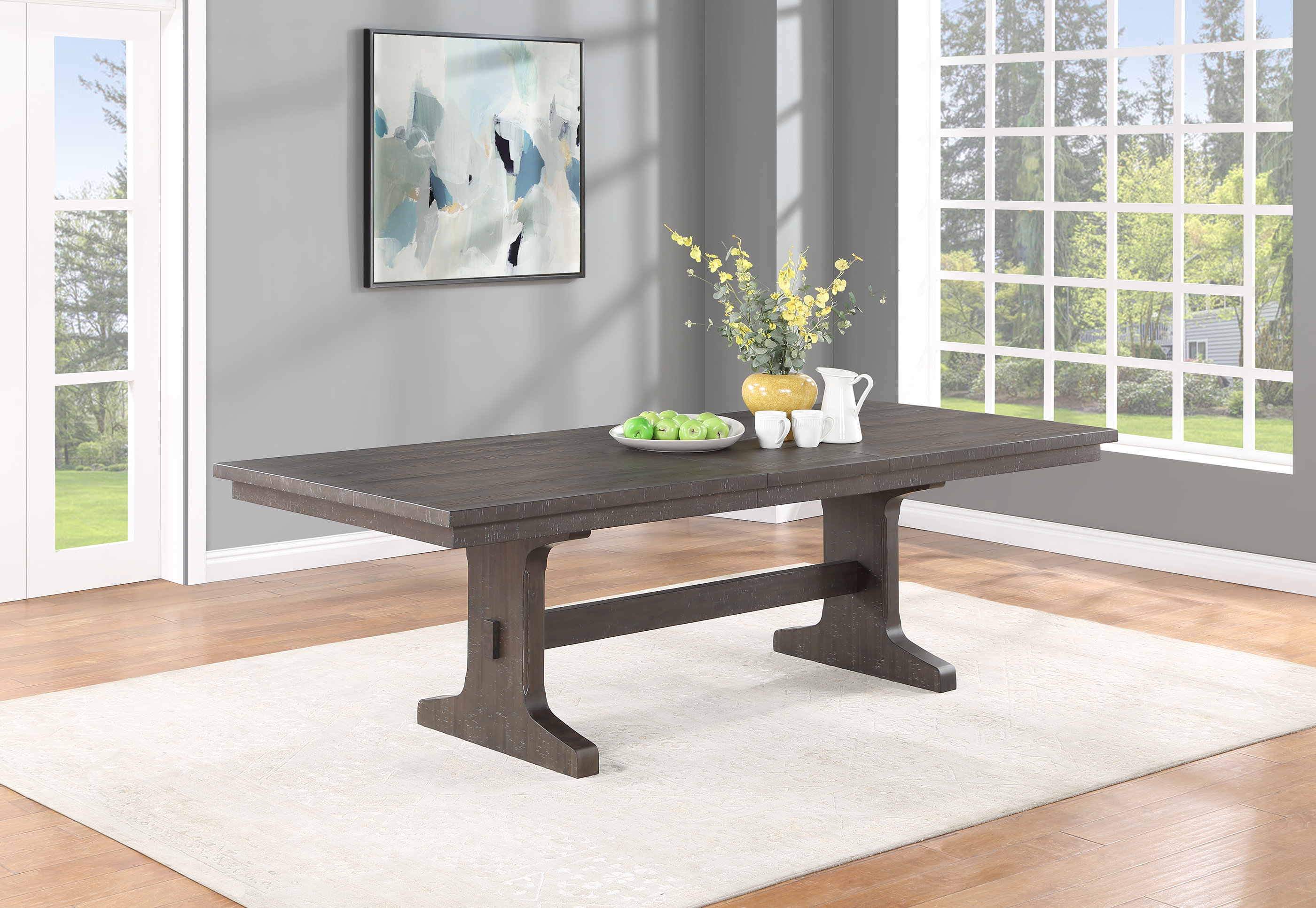Gracie Oaks Rectangular Extendable 78"/96" Rustic Brown Wood Table ...