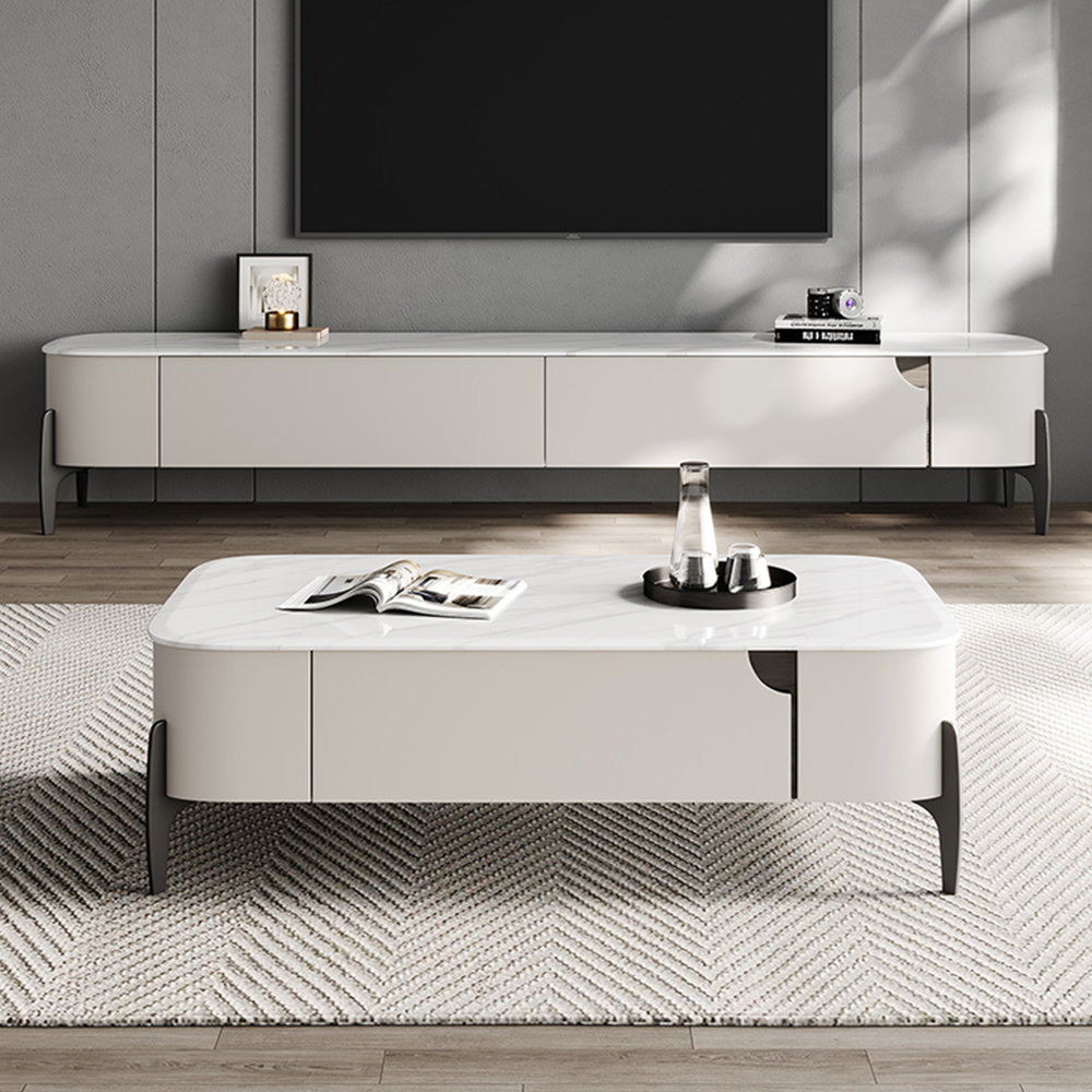 Bkoksety Simple rock panel TV cabinet tea table combination | Wayfair