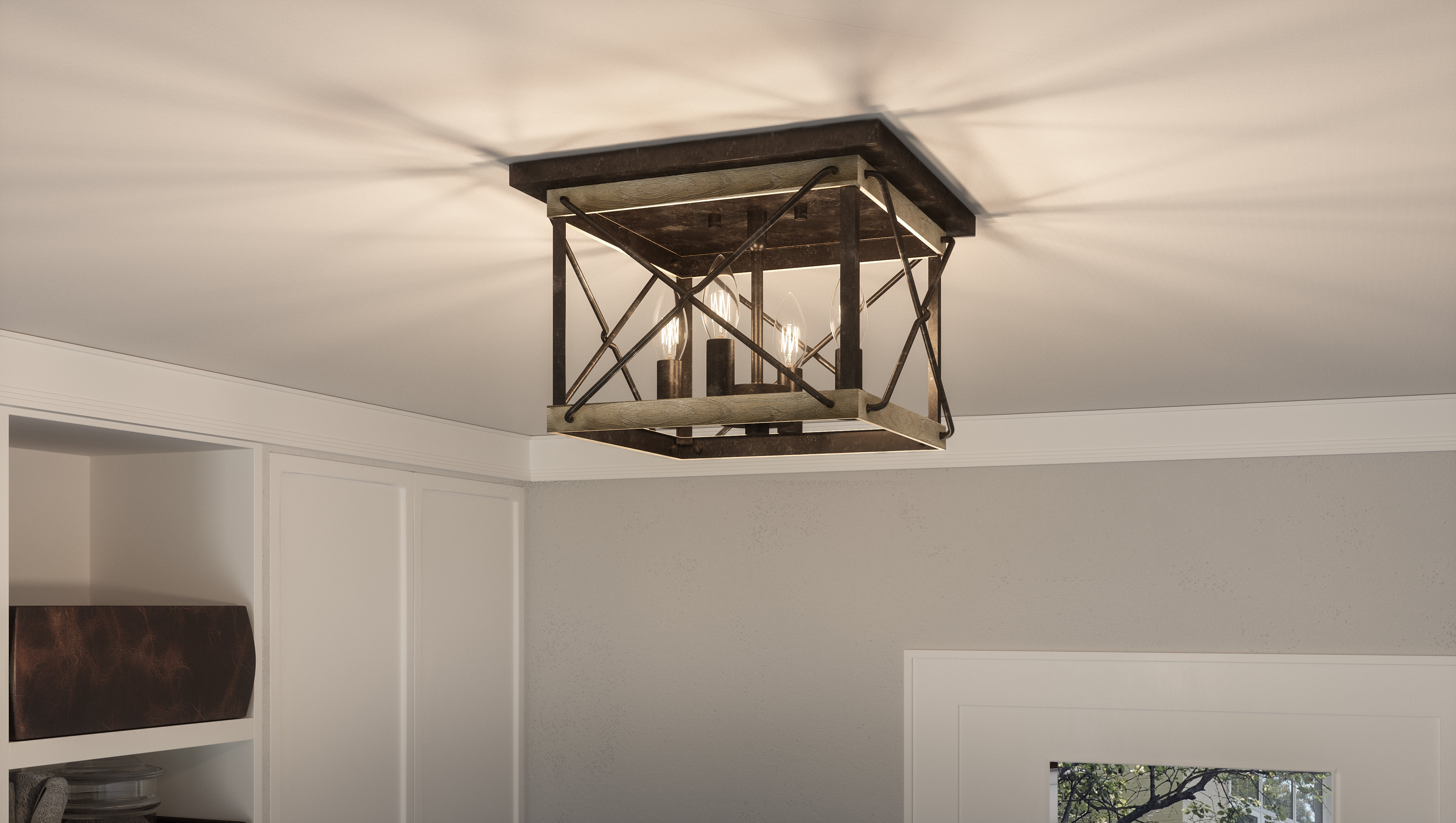 Gracie Oaks Plafonnier encastré carré à 4 lumières 14 po Ruperto ...