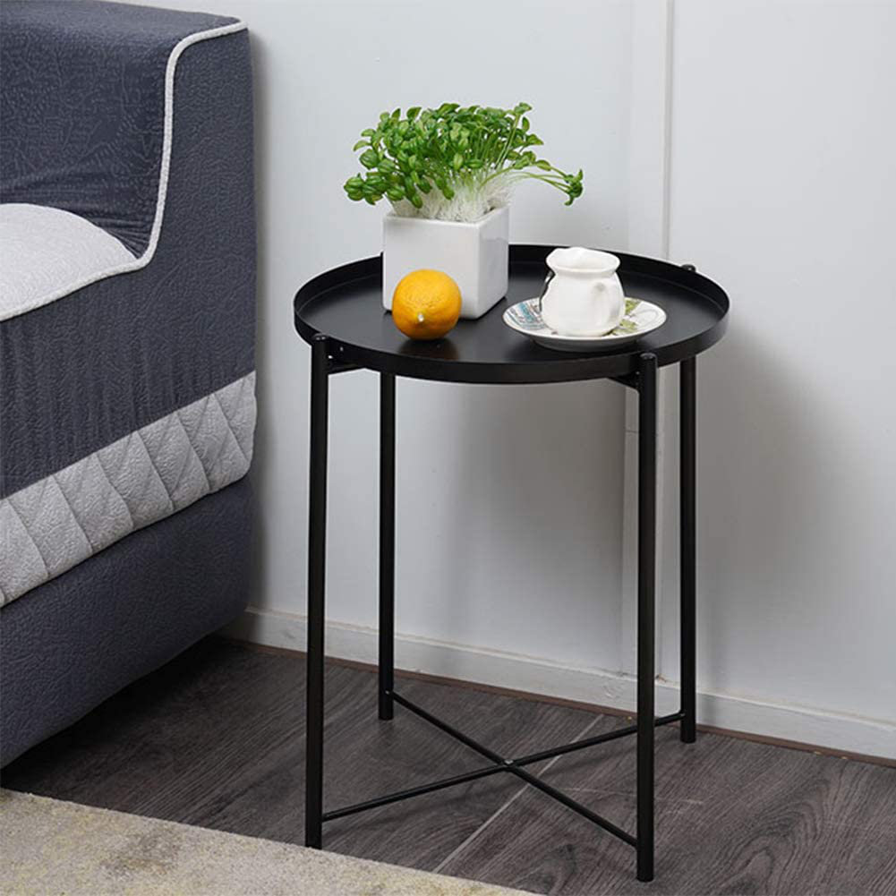 Corrigan Studio® Otwell Steel Tray Top Cross Legs End Table & Reviews ...